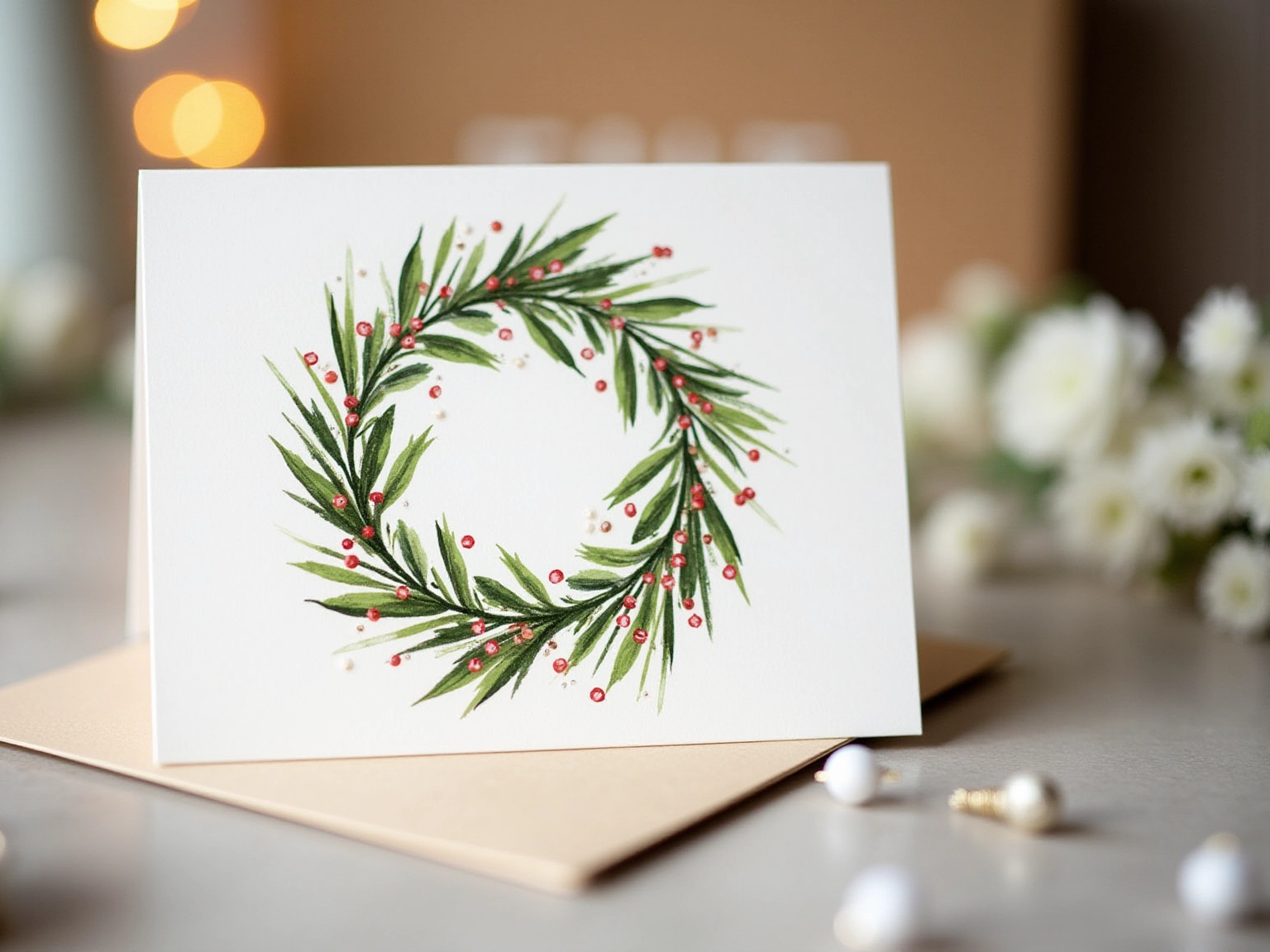 Stylish Modern Holiday Wreath Card Stylish Modern Holiday Wreath Card