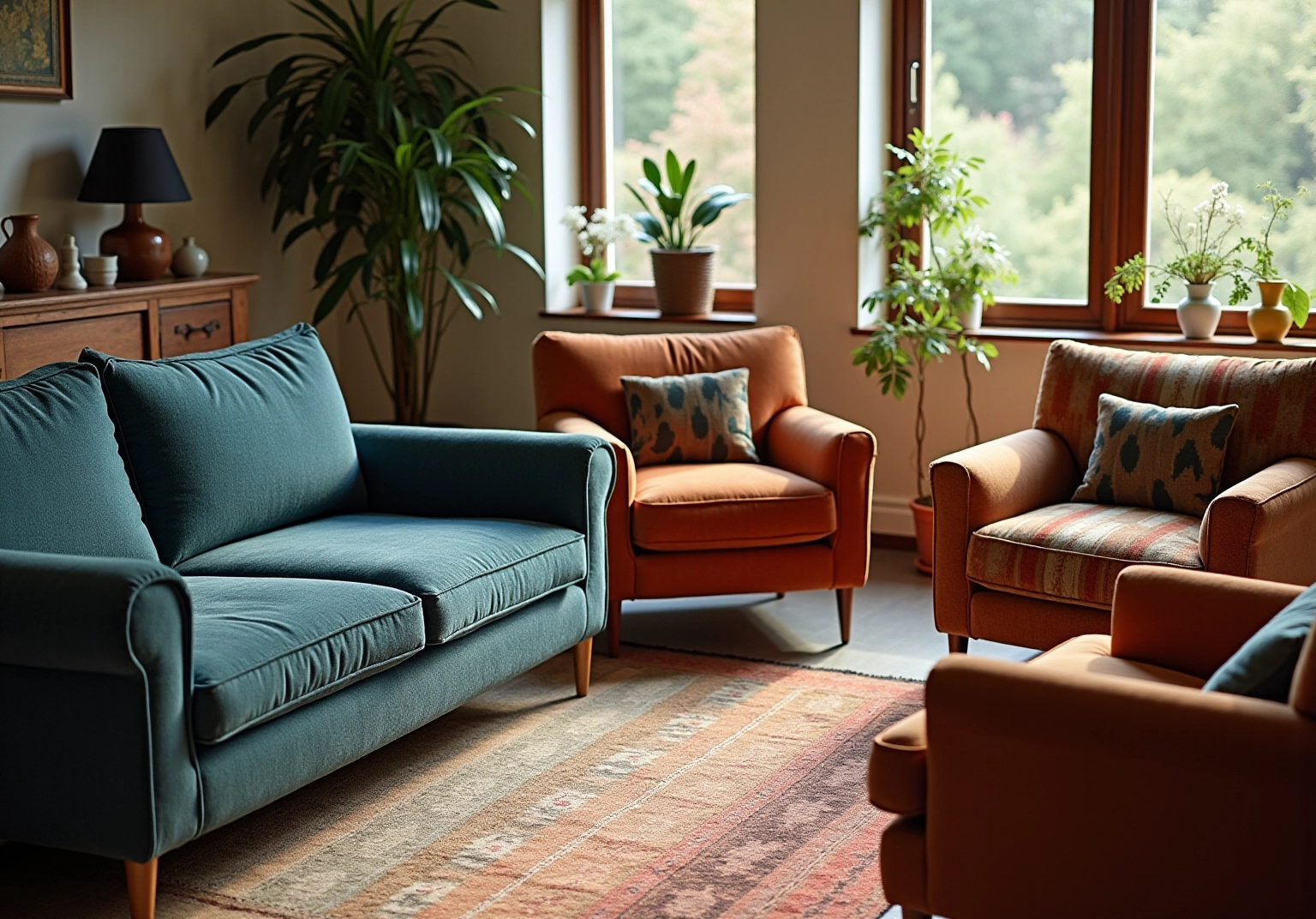 Stylish Upholstery in a Cozy Living Room Stylish Upholstery in a Cozy Living Room