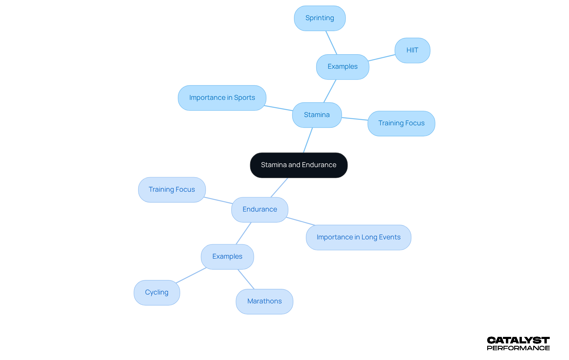 The central node represents the overall topic, while the branches show the key aspects of stamina and endurance. Each sub-branch provides specific examples and training focuses, helping you see how these concepts interconnect. The central node represents the overall topic, while the branches show the key aspects of stamina and endurance. Each sub-branch provides specific examples and training focuses, helping you see how these concepts interconnect.