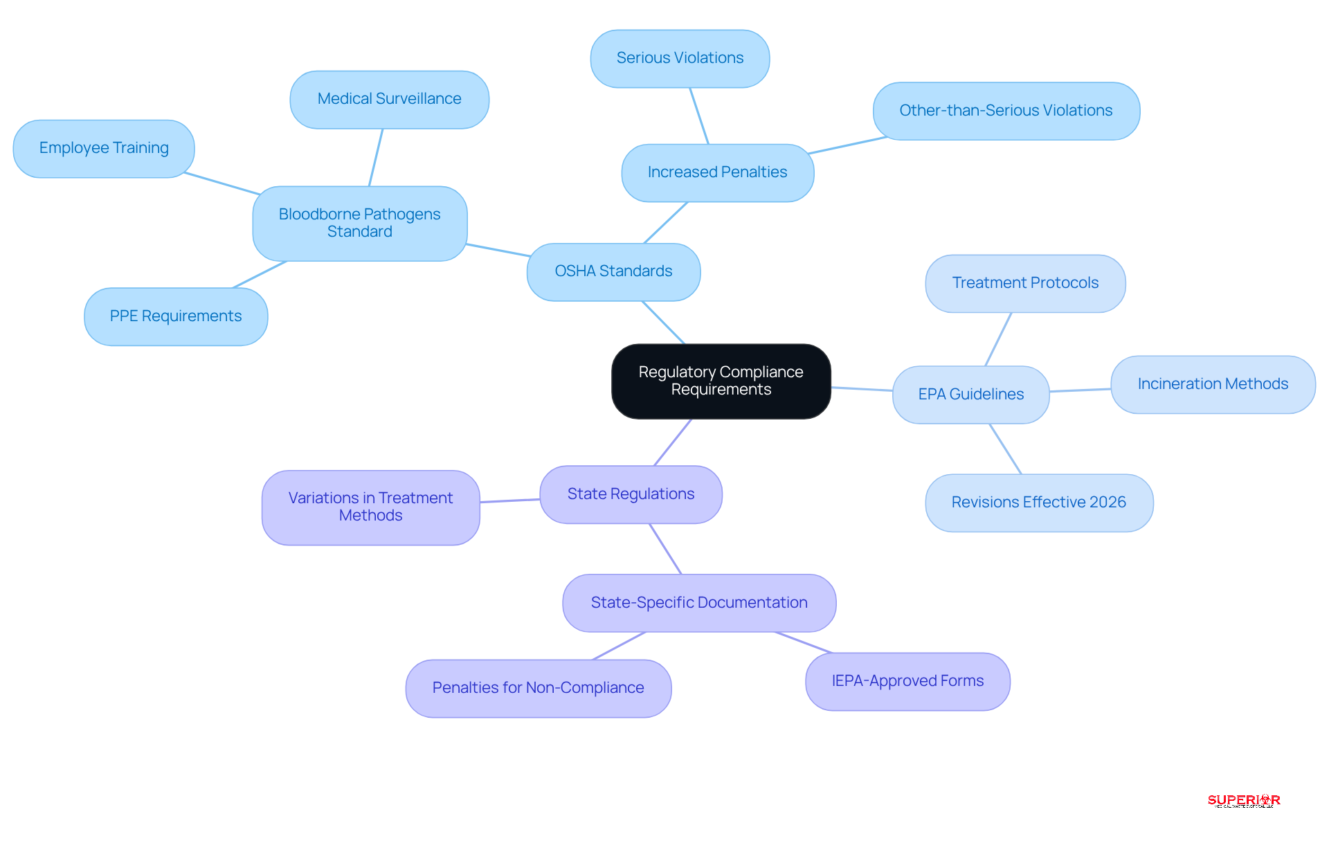 The central node represents the overall theme of compliance, while each branch highlights a key regulatory area. Sub-branches provide specific details, helping you understand the complexities of compliance in healthcare. The central node represents the overall theme of compliance, while each branch highlights a key regulatory area. Sub-branches provide specific details, helping you understand the complexities of compliance in healthcare.