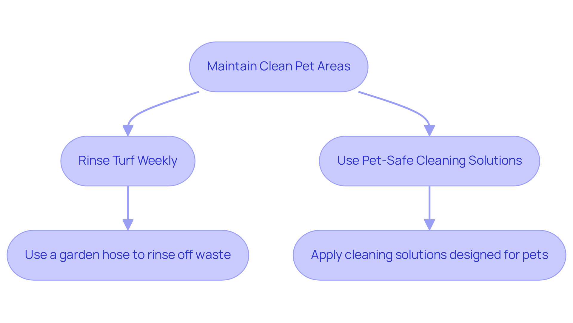 Follow the arrows to see the steps for keeping your pet's area clean. Each box represents an action you can take to ensure a safe and enjoyable space for your pets.