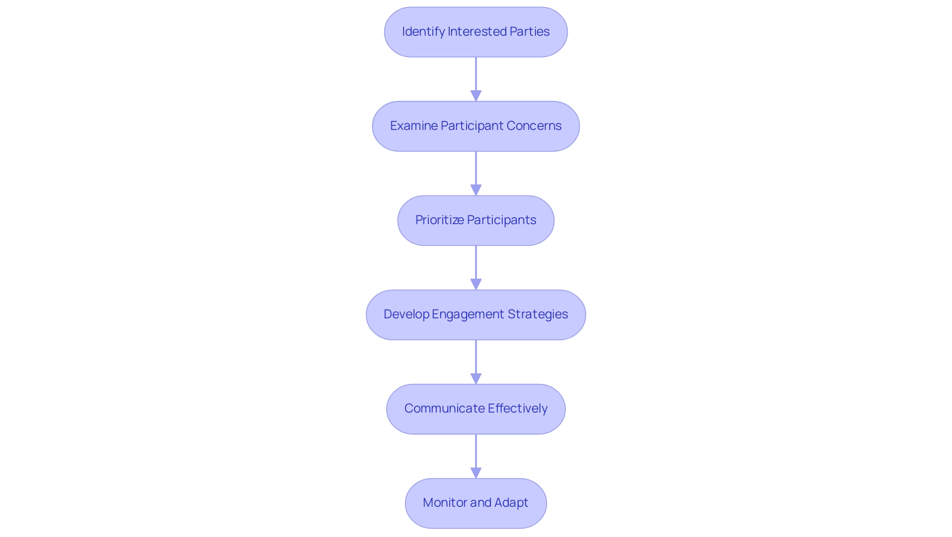 Each box represents a step in the stakeholder assessment process, with arrows indicating the sequential flow of activities.