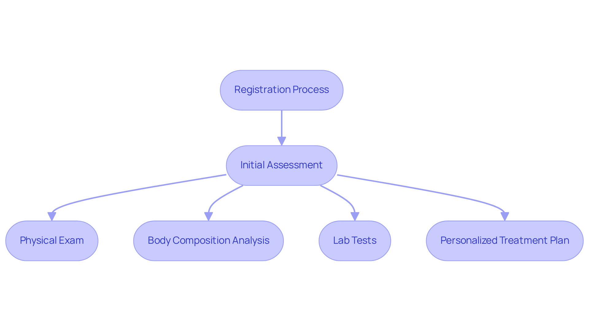 Follow the arrows to see how you start your journey: first, you register, then undergo an assessment, and finally, receive a personalized plan to help you succeed.