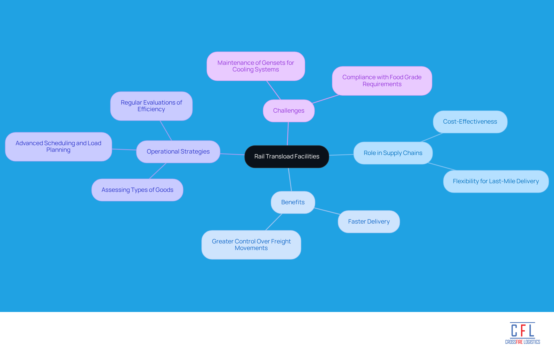 The central node represents rail transload facilities, while the branches show their roles, benefits, strategies for optimization, and potential challenges. Follow the branches to explore how these facilities enhance supply chain efficiency.