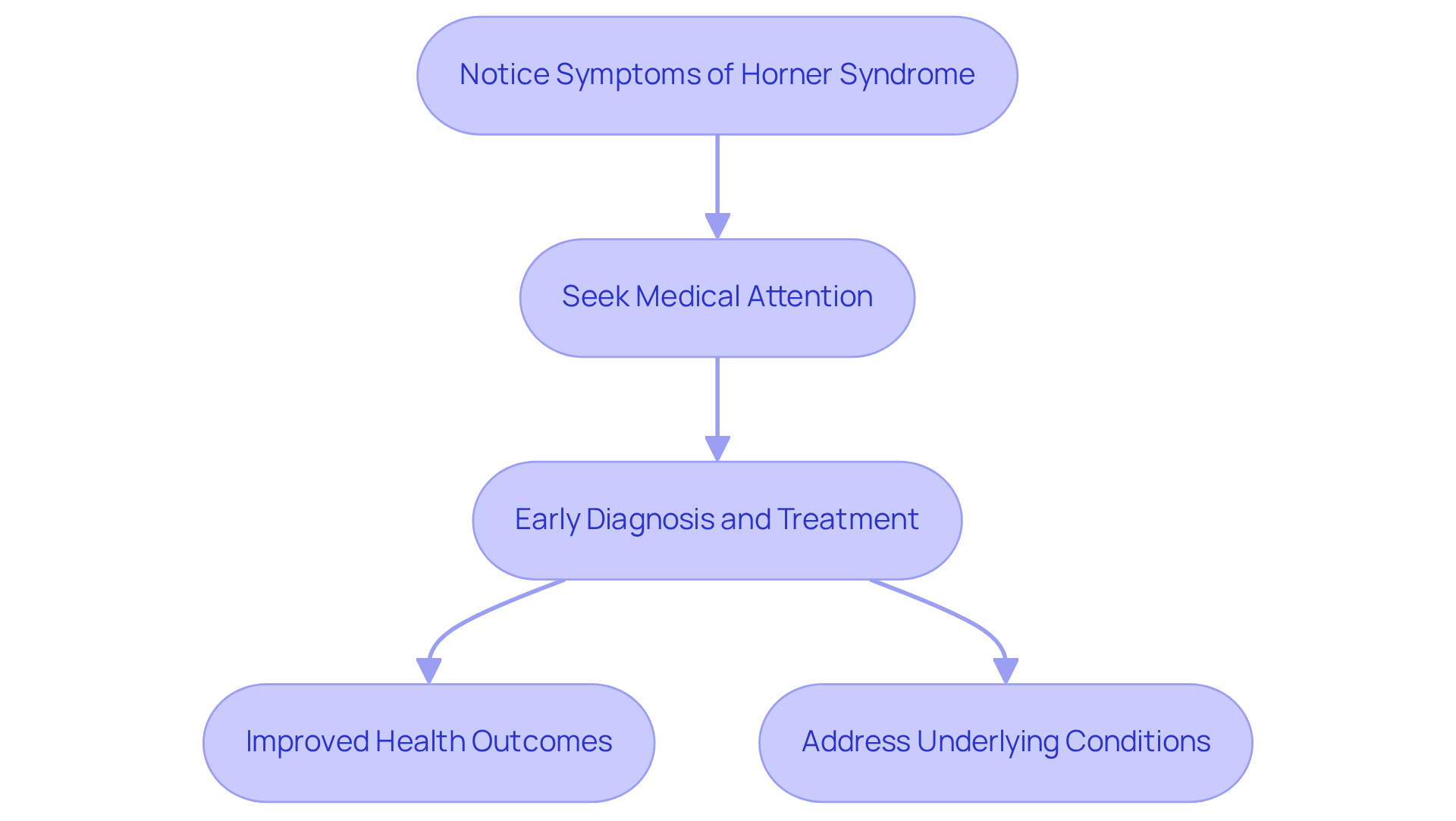 This flowchart guides you through the steps to take if you notice symptoms of Horner syndrome. Start by recognizing the symptoms, then seek medical help, which can lead to better health outcomes.
