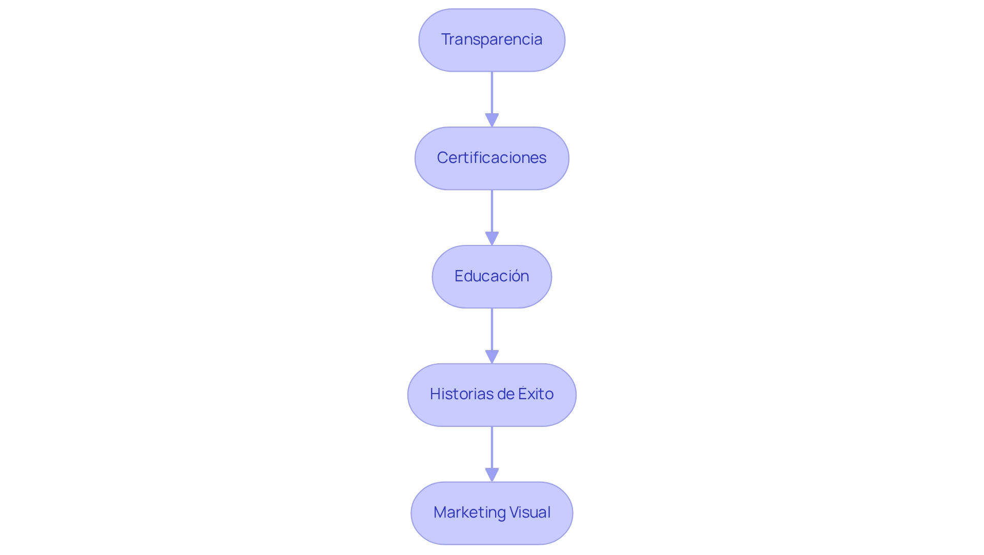 Cada caja representa una estrategia de comunicación, y las flechas indican la secuencia en la que deben ser implementadas.