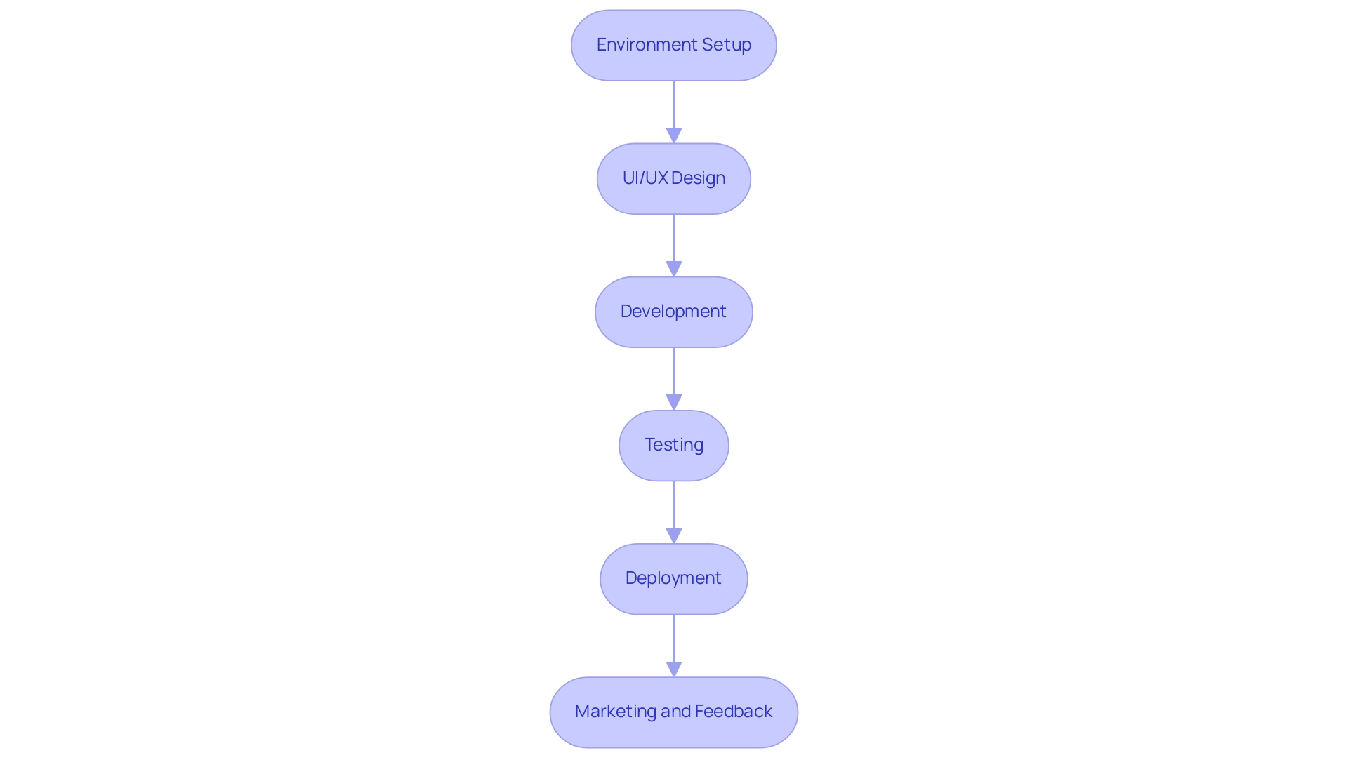 Each box represents a step in the development process, with arrows indicating the flow from one step to the next.