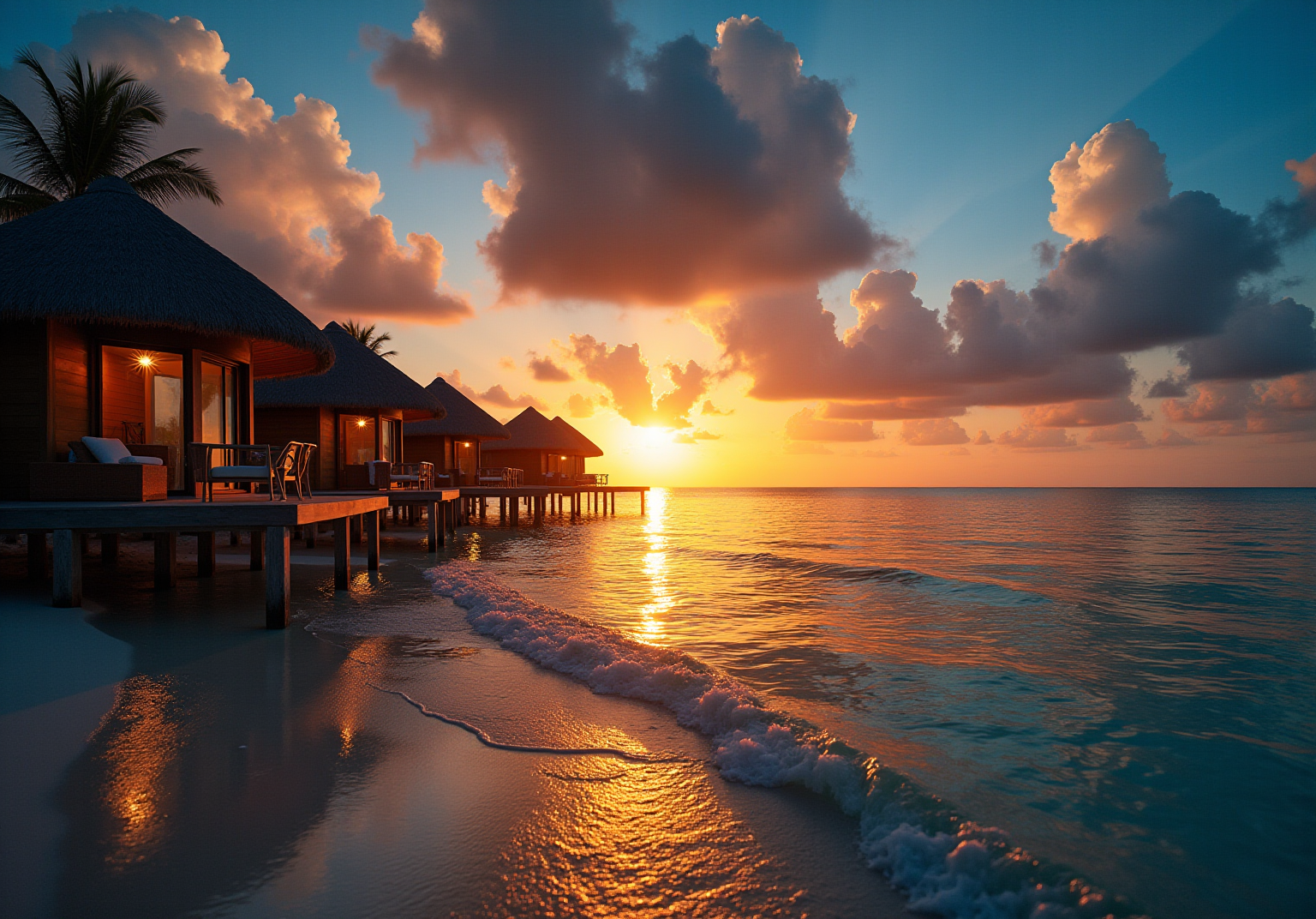 Romantic Maldives Beach at Sunset