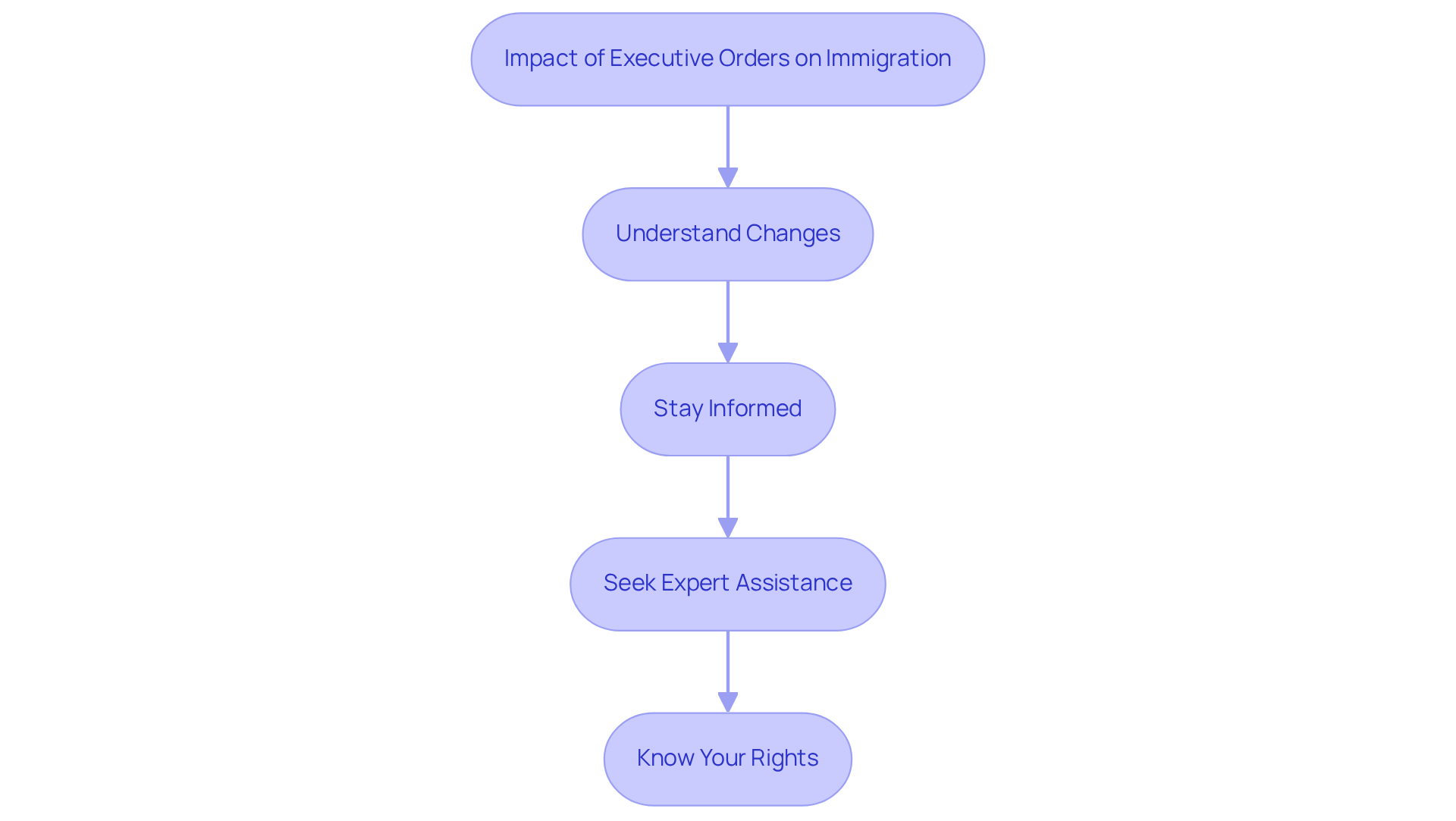 This flowchart guides you through the steps to manage your immigration status amidst executive order changes. Each step is crucial for ensuring you understand your rights and actions to take.