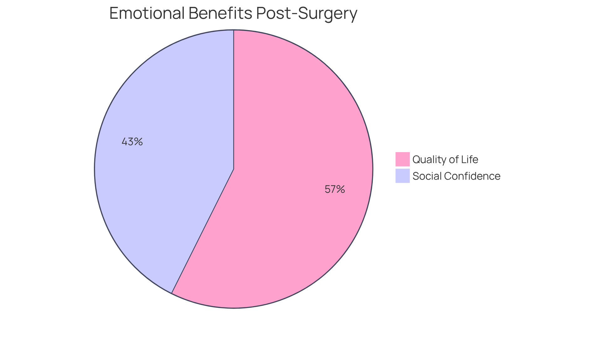 Each slice shows the percentage of individuals who experienced these emotional benefits after mini lifting - the larger the slice, the more people felt these positive changes.