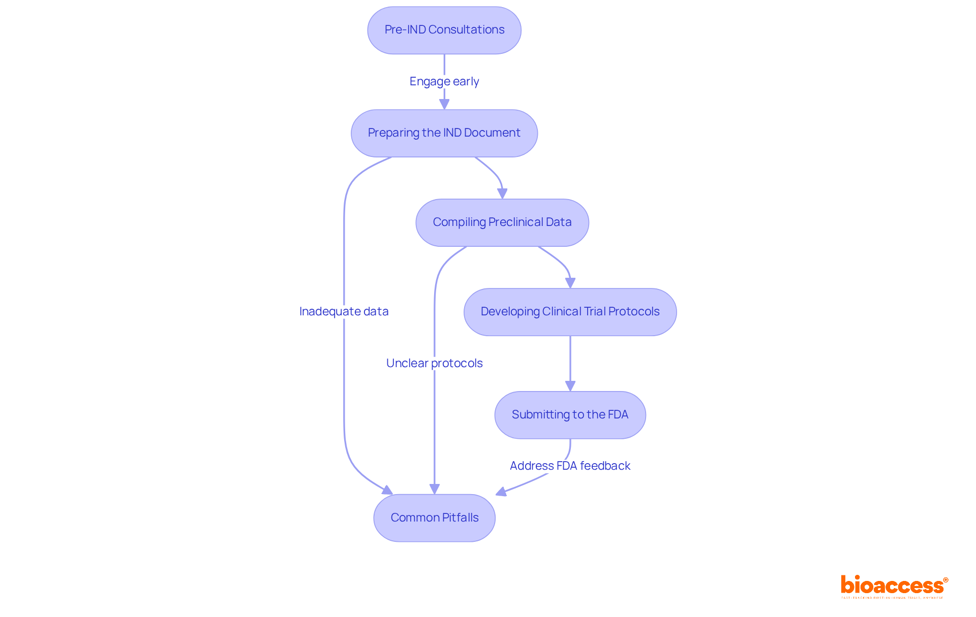Each box represents a critical step in the IND submission. Follow the arrows to see how they connect, and pay attention to the notes on pitfalls to avoid at each stage.