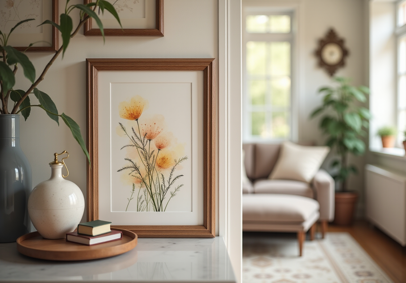 Personalized Watercolor Art in a Cozy Home