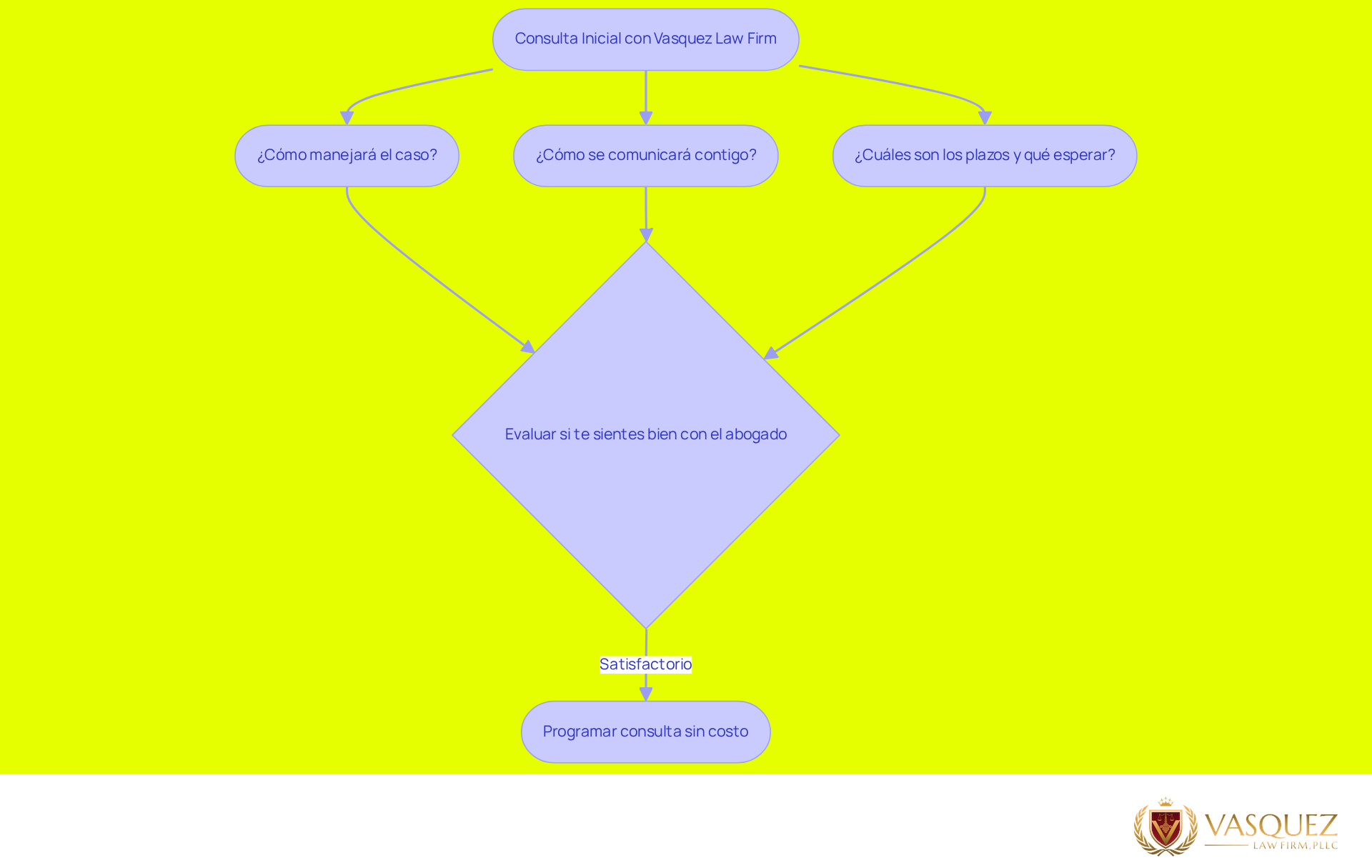 Cada cuadro representa un paso en el proceso de consulta. Sigue las flechas para ver cómo avanzar desde la consulta hasta la programación de la misma.