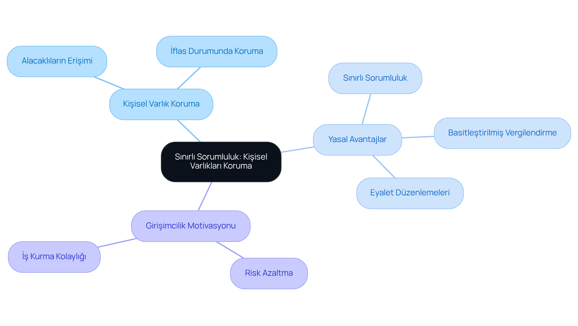 Merkezde LLC'nin sağladığı koruma yer alıyor. Her dal, bu yapının sunduğu farklı avantajları ve ilişkili detayları gösteriyor. Renkler, farklı başlıkları ayırt etmeye yardımcı oluyor. Merkezde LLC'nin sağladığı koruma yer alıyor. Her dal, bu yapının sunduğu farklı avantajları ve ilişkili detayları gösteriyor. Renkler, farklı başlıkları ayırt etmeye yardımcı oluyor.