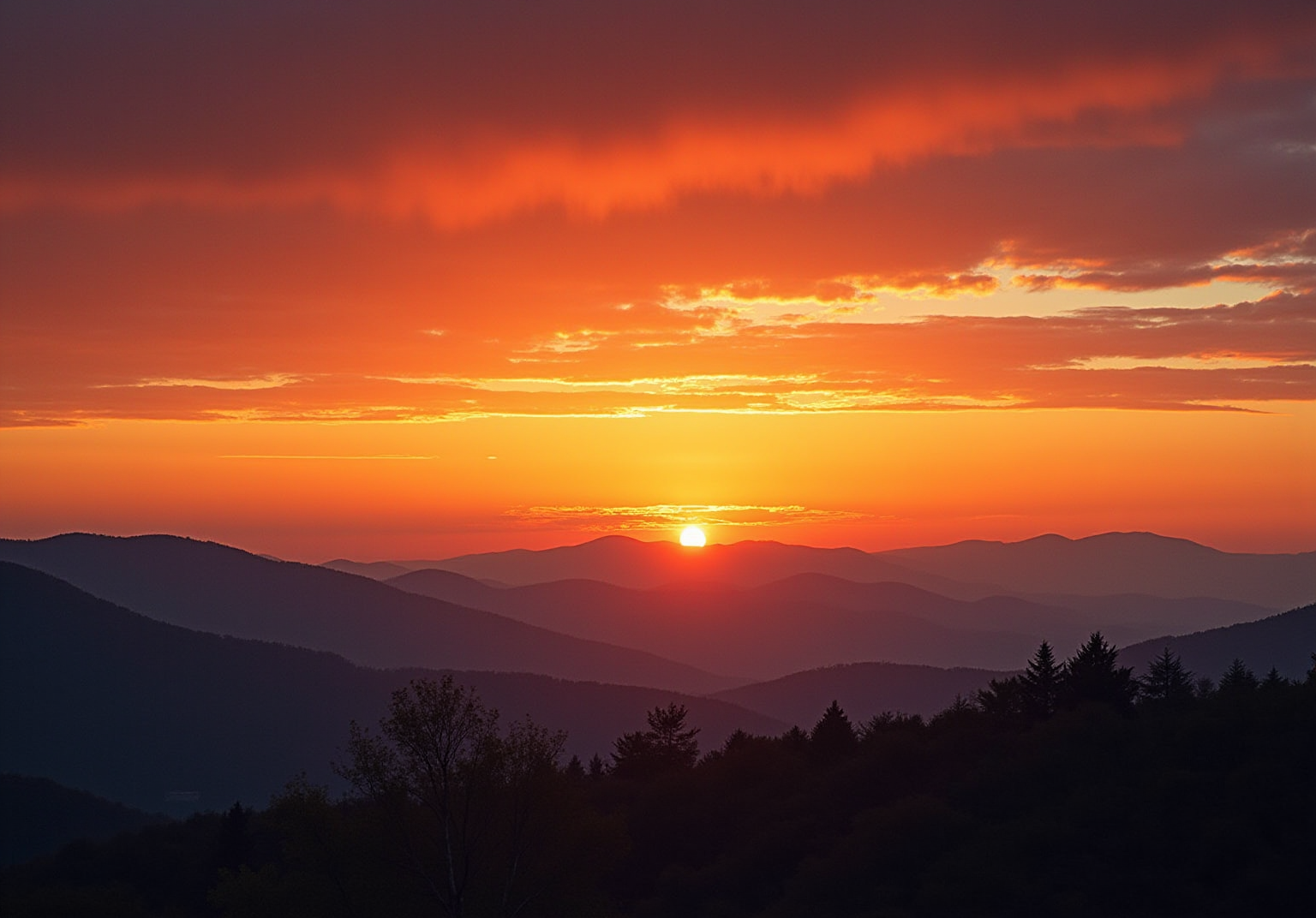 Serene Sunset Over Rolling Hills
