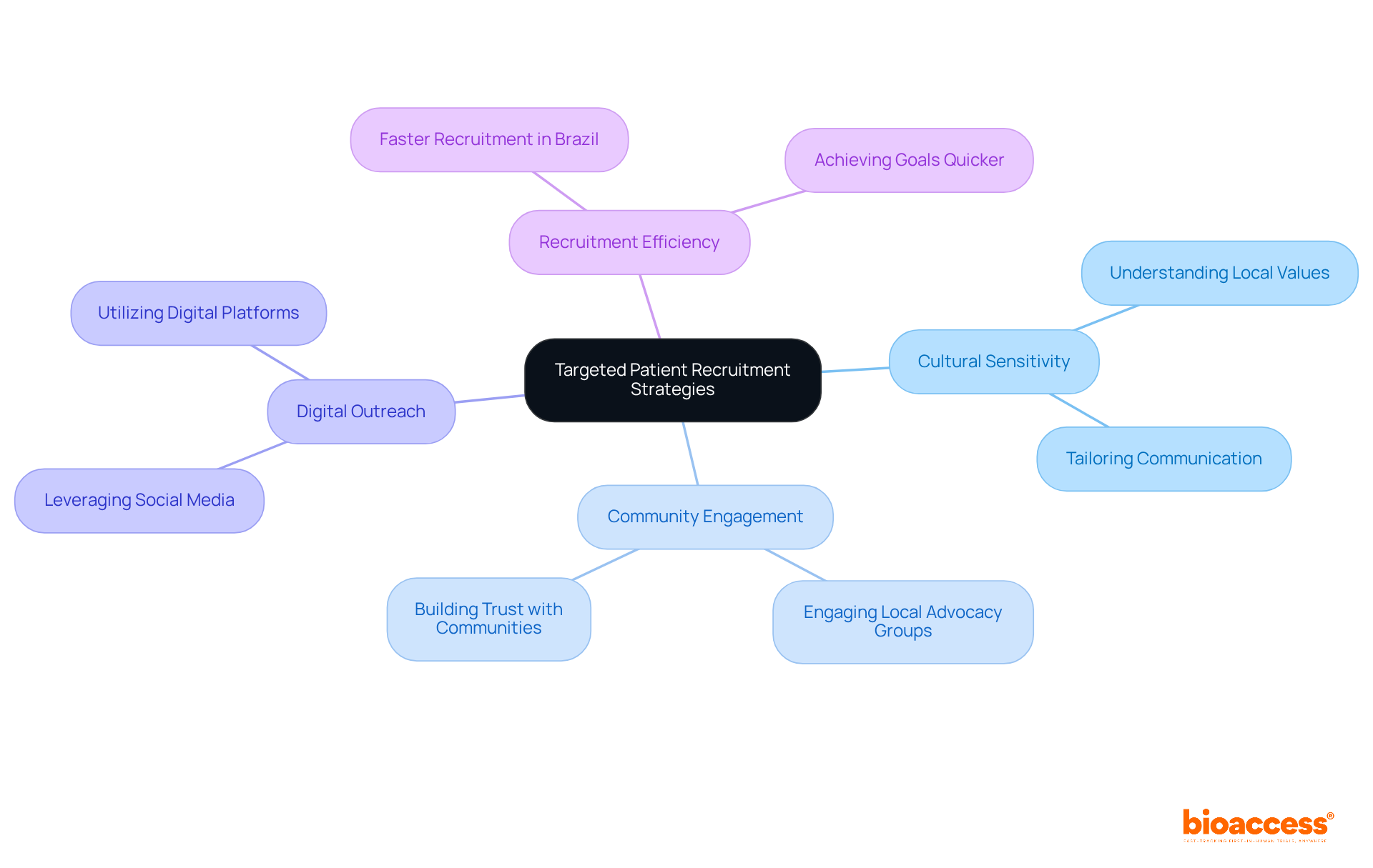 Start at the center with the main theme, then explore each branch to see the different strategies and their specific actions. Each color represents a different strategy area, making it easy to understand how they connect.