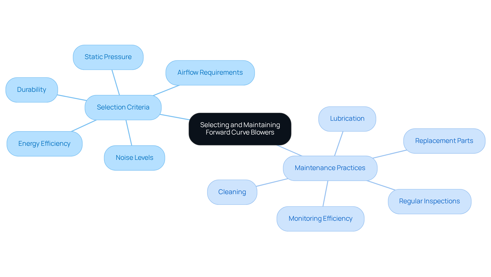 The central node represents the main topic, while the branches show the key criteria for selection and practices for maintenance. Each sub-branch provides specific actions or considerations related to its main branch.