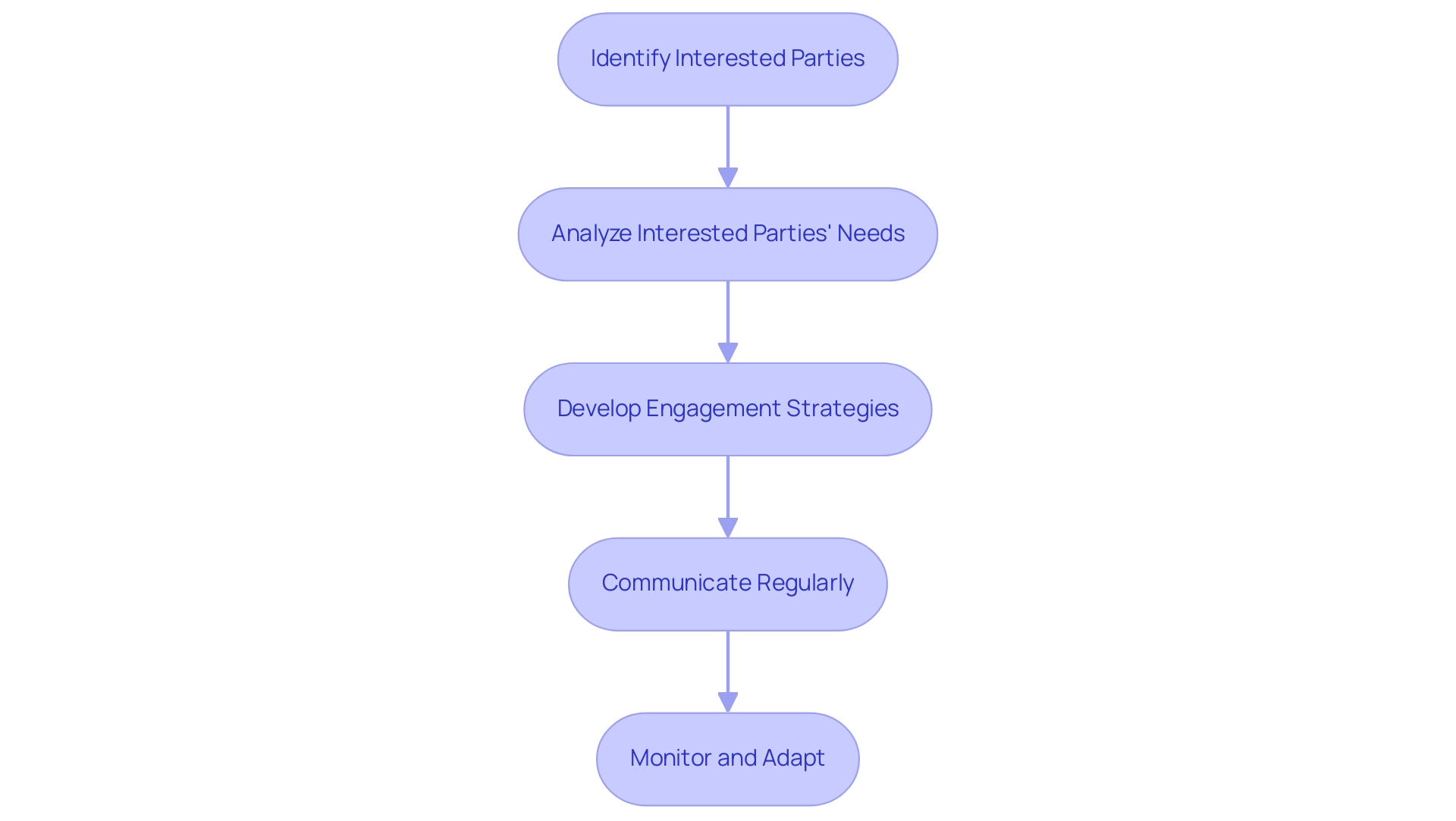 Each box represents a step in the stakeholder engagement process, with arrows indicating the sequential flow from one step to the next.