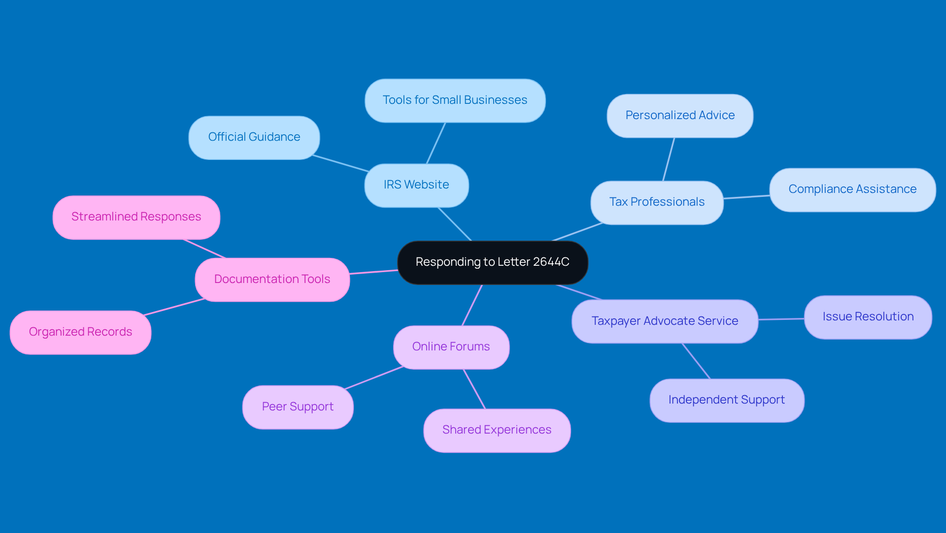 The center represents the main topic, and each branch shows a different resource that can help small business owners. Follow the branches to explore each option and see how they can assist you.