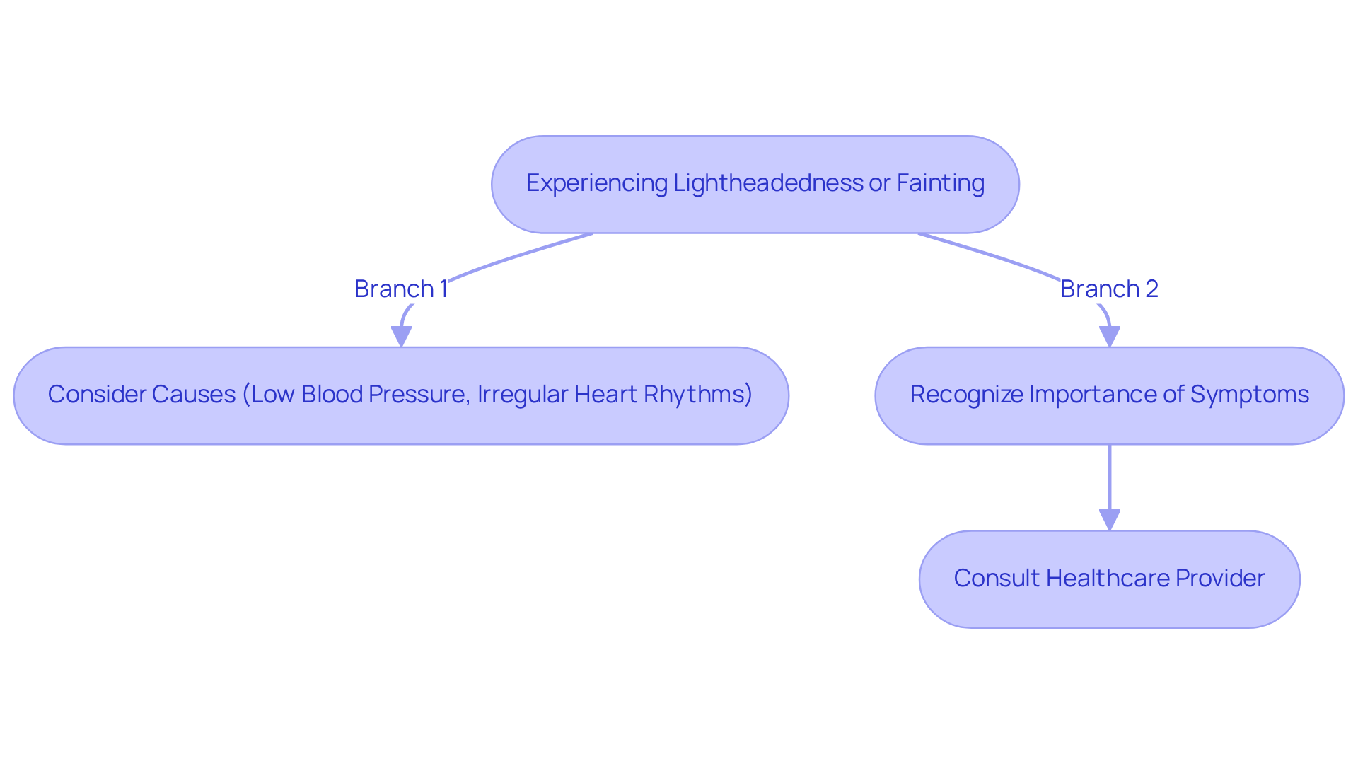 This flowchart guides you through what to do if you experience lightheadedness or fainting. Start at the top and follow the arrows to understand the causes and the importance of consulting a healthcare provider.