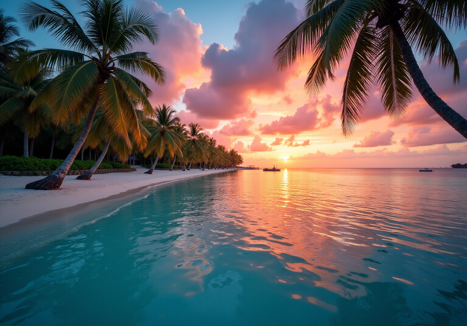 Tropical Paradise in the Maldives at Sunset