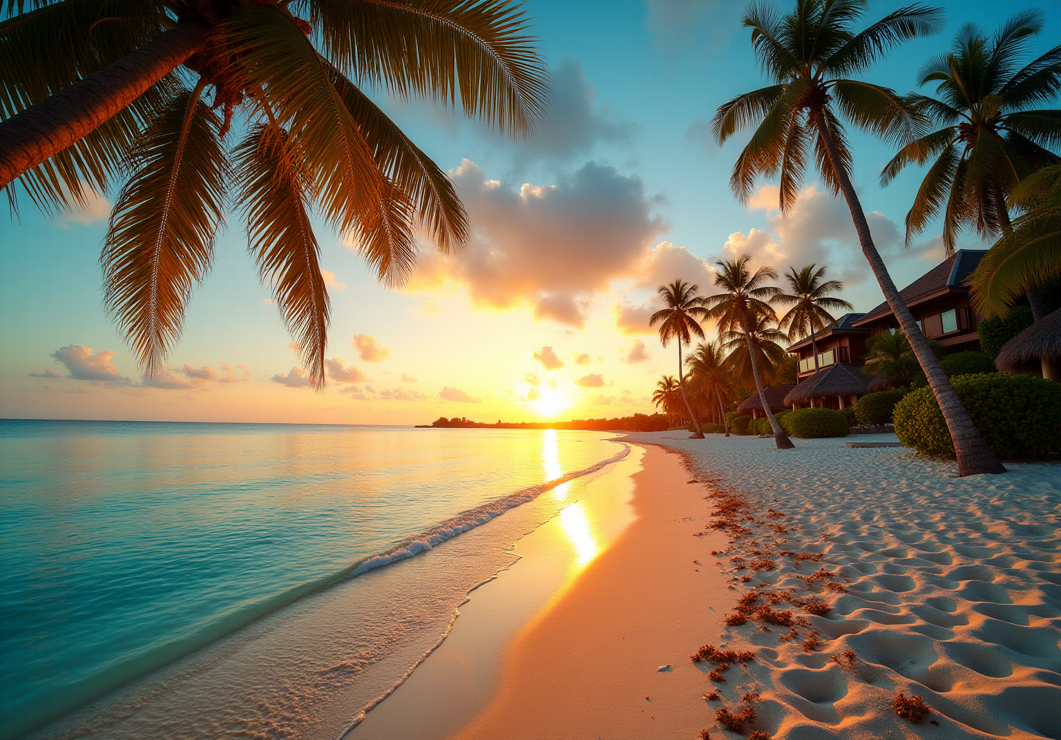 Tropical Paradise at Sunset in the Maldives