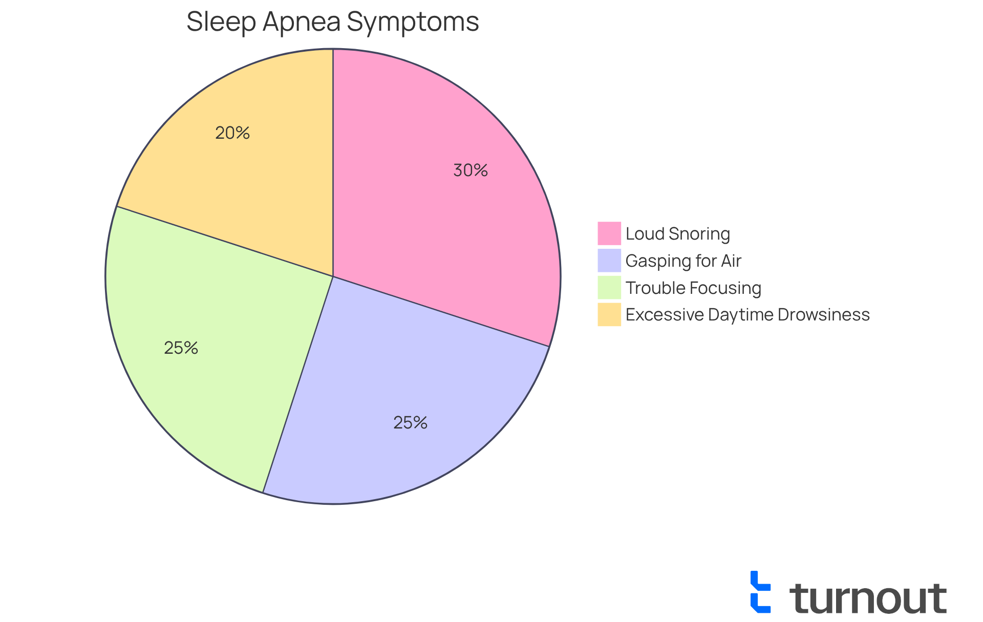 Each slice of the pie shows a symptom of sleep apnea. The larger the slice, the more common or impactful the symptom is for veterans dealing with this condition.