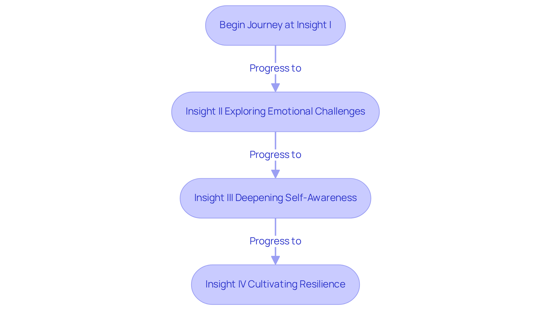 Each box represents a stage in the personal development journey, showing how participants progress through Insight I to Insight IV, gaining tools and insights at each step. Each box represents a stage in the personal development journey, showing how participants progress through Insight I to Insight IV, gaining tools and insights at each step.