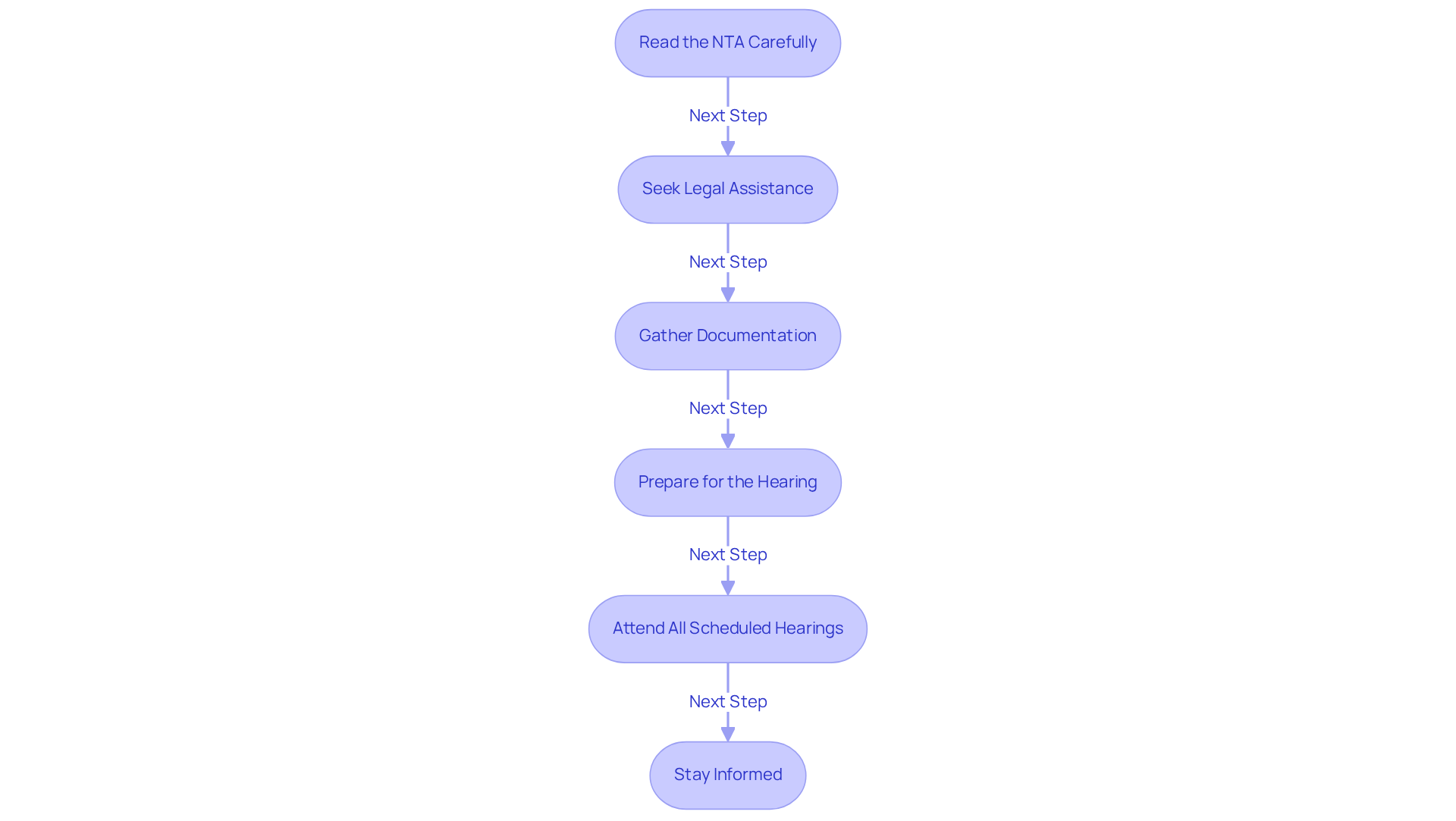 Each box represents a crucial step after receiving an NTA — follow the arrows to understand the sequence and ensure you don't miss any important actions to protect your case.