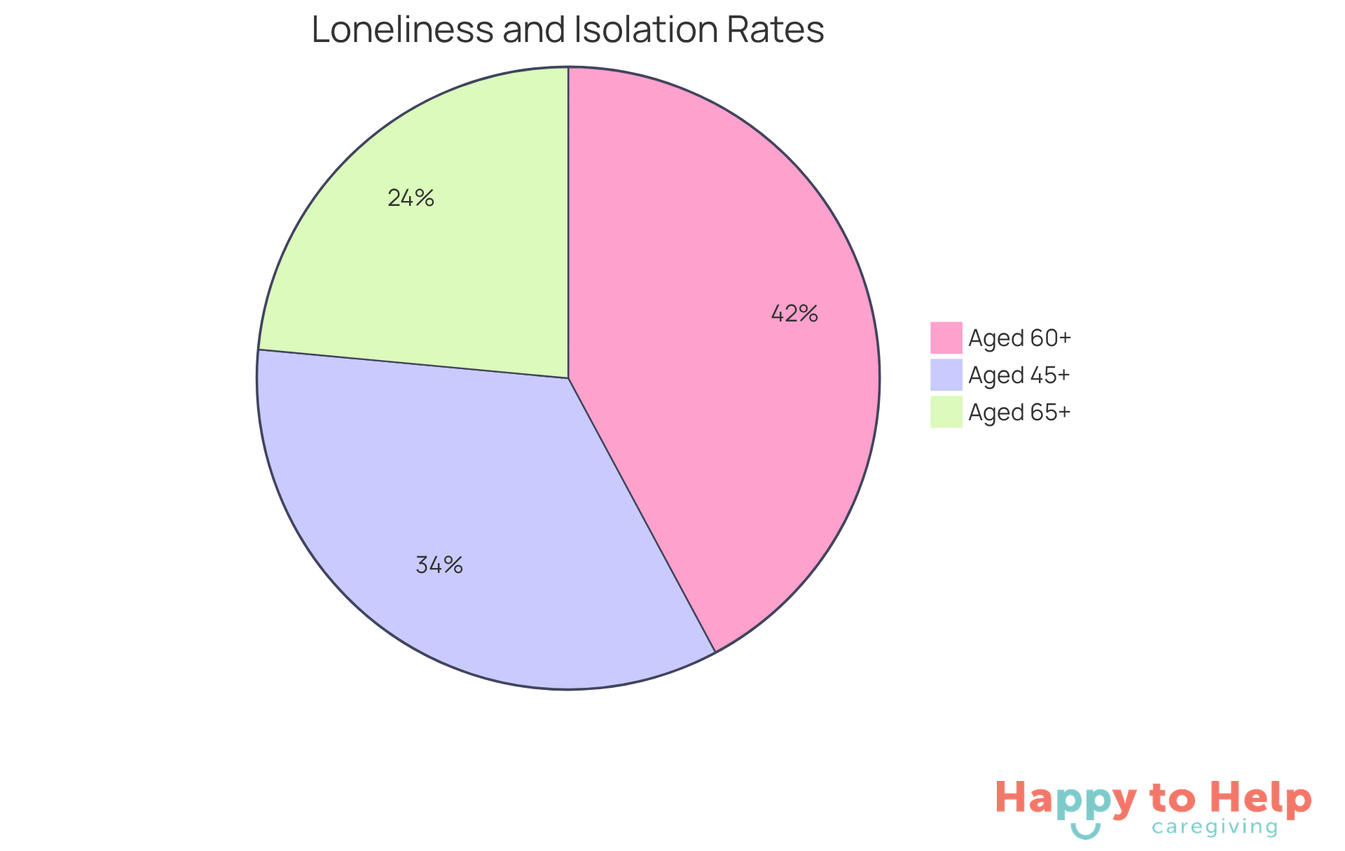 Each slice of the pie shows the percentage of older adults experiencing loneliness or social isolation - the larger the slice, the more individuals are affected.