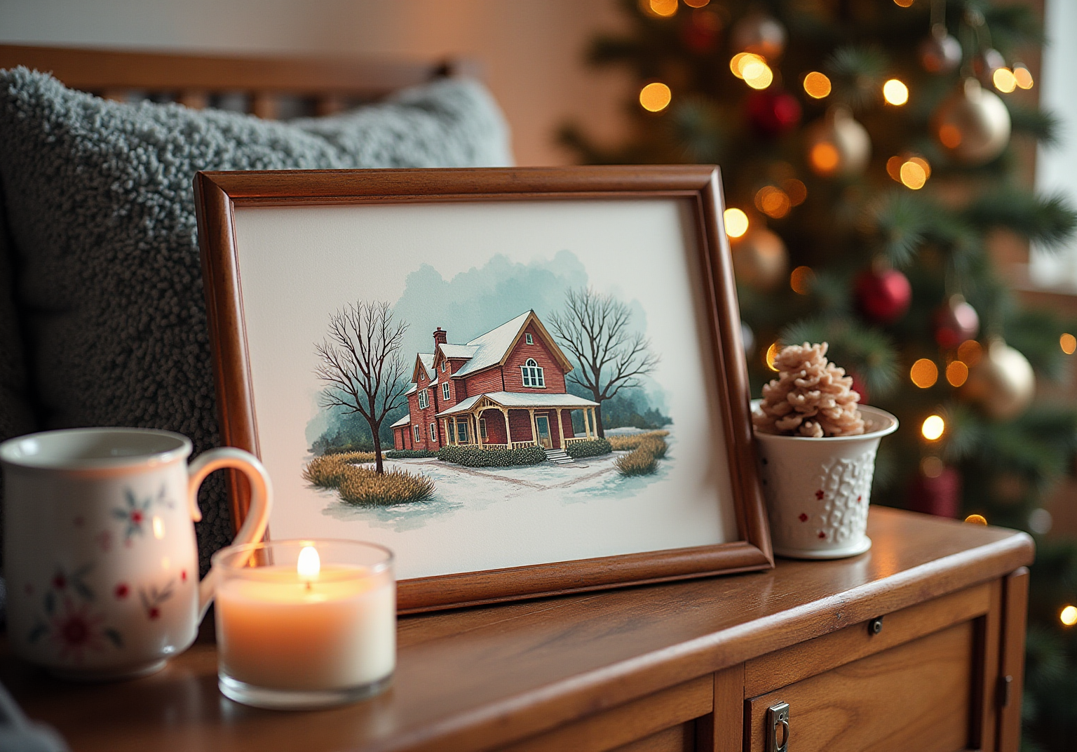 Personalized Watercolor Christmas Scene Personalized Watercolor Christmas Scene