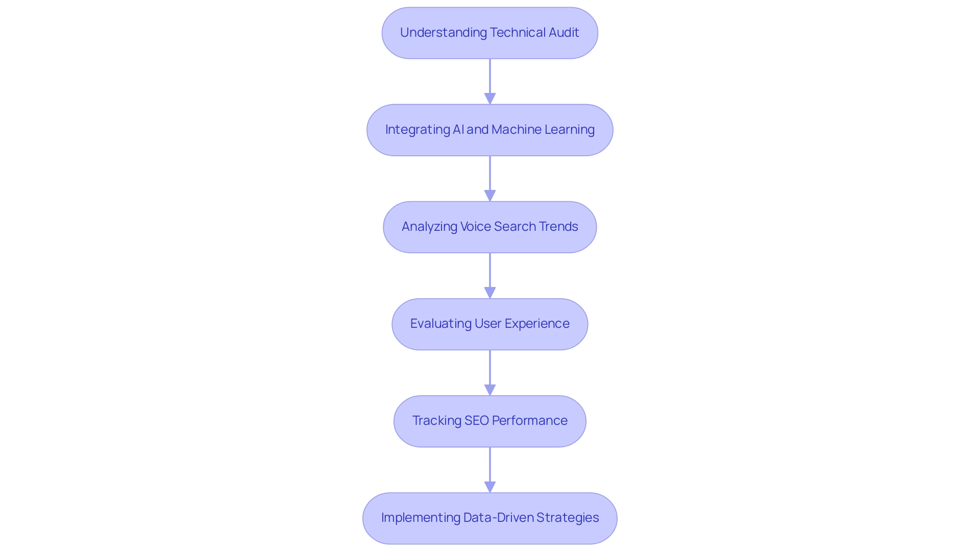 Each box represents a step in the technical audit process, with arrows indicating the flow of actions and decisions.