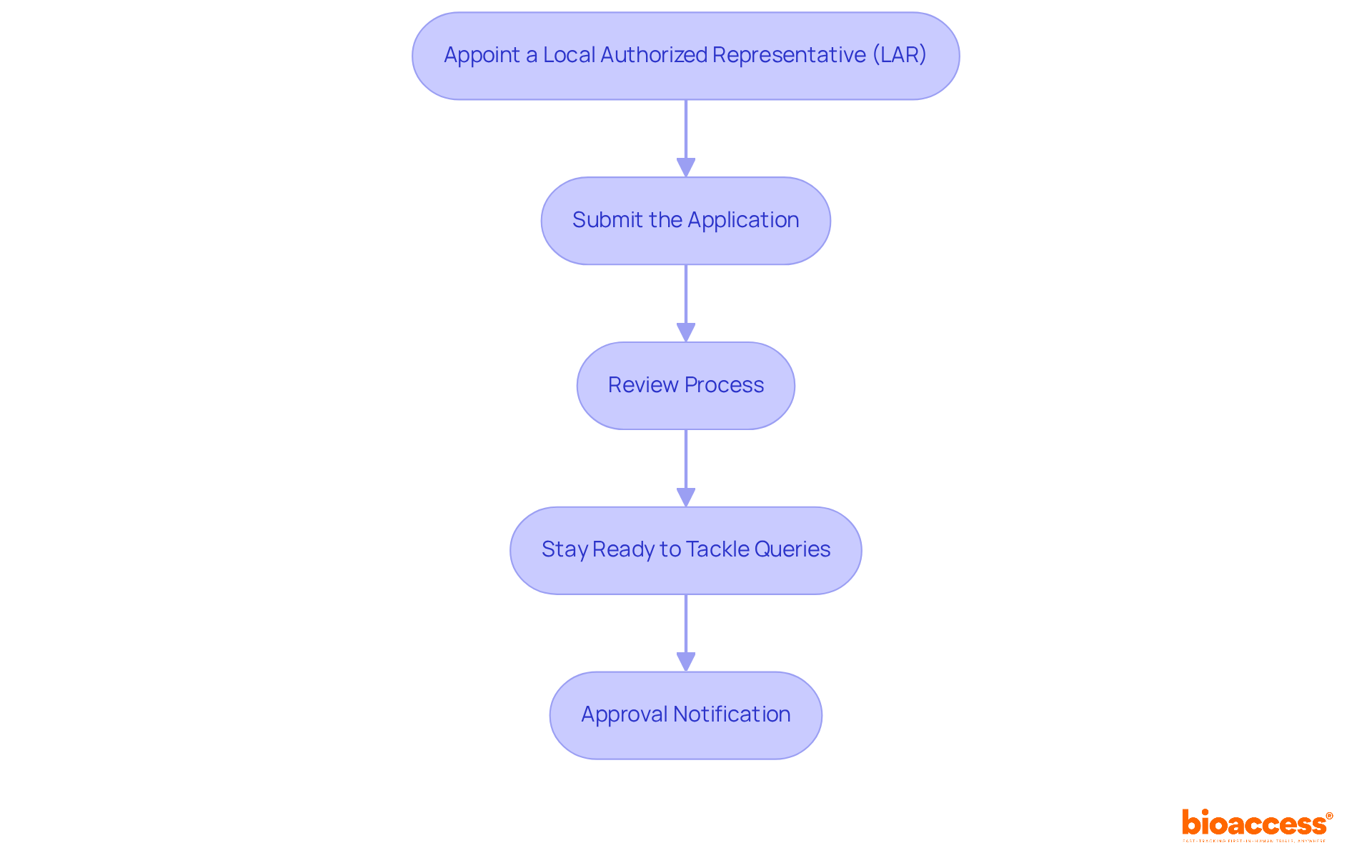 Each box represents a step in the submission process. Follow the arrows to see how to navigate from appointing a representative to receiving approval. Each box represents a step in the submission process. Follow the arrows to see how to navigate from appointing a representative to receiving approval.
