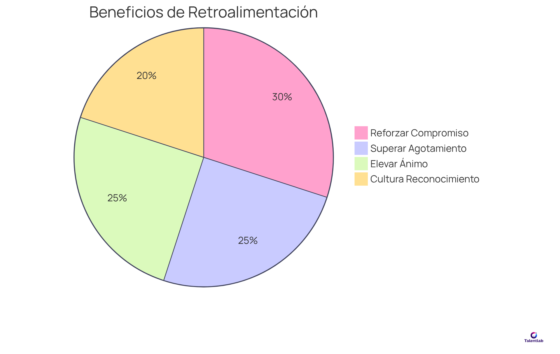 Cada segmento del gráfico representa un beneficio de la retroalimentación positiva. Cuanto más grande sea el segmento, mayor es el impacto de ese beneficio en el equipo.