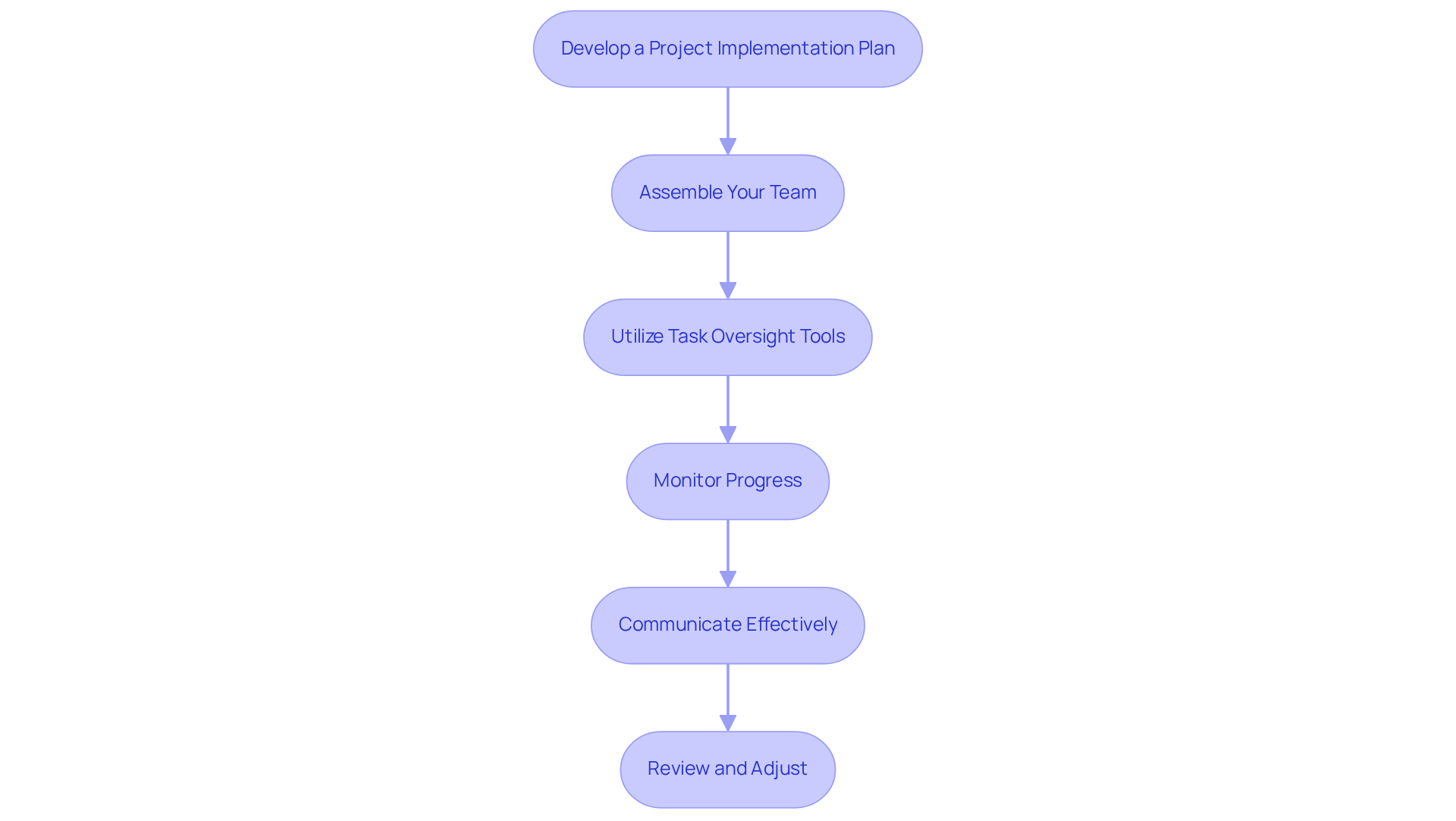 Each box represents a crucial step in executing a project. Follow the arrows to see how each step leads to the next, guiding you through the entire process from planning to review.