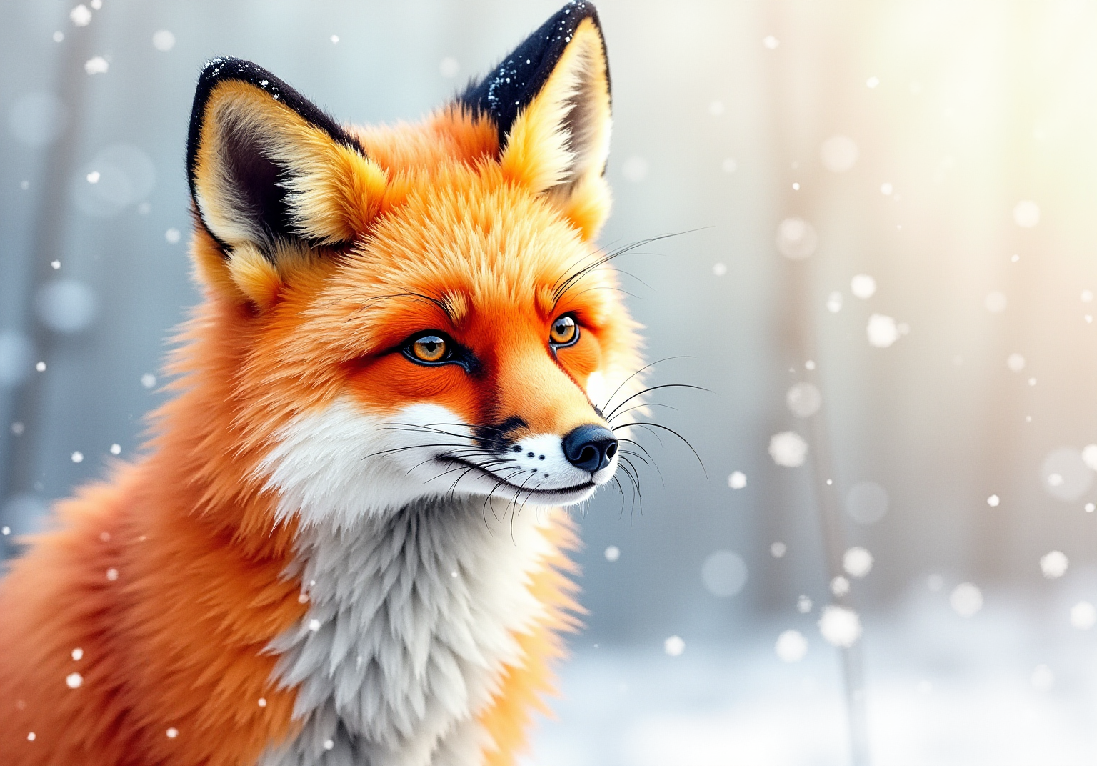 Whimsical Winter Fox Watercolor Whimsical Winter Fox Watercolor