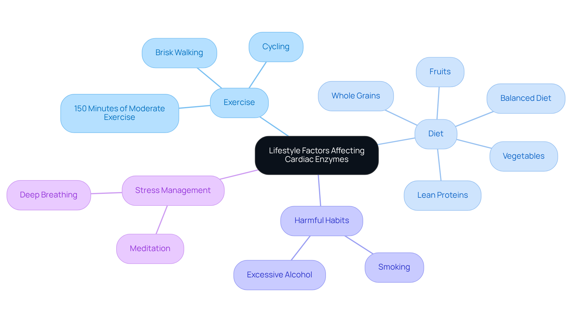 This mindmap shows how different lifestyle choices can affect your heart health. Each branch represents a category of lifestyle factors, with specific actions listed underneath. The more you engage in positive habits like exercise and a balanced diet, the better your heart health can be! This mindmap shows how different lifestyle choices can affect your heart health. Each branch represents a category of lifestyle factors, with specific actions listed underneath. The more you engage in positive habits like exercise and a balanced diet, the better your heart health can be!
