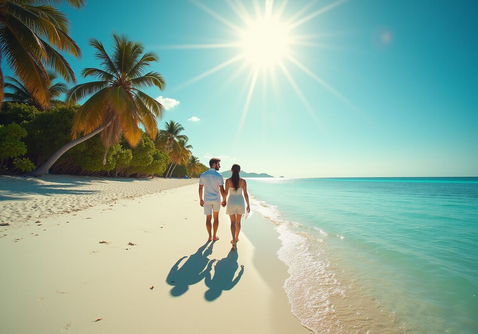 Romantic Stroll on a Maldives Beach