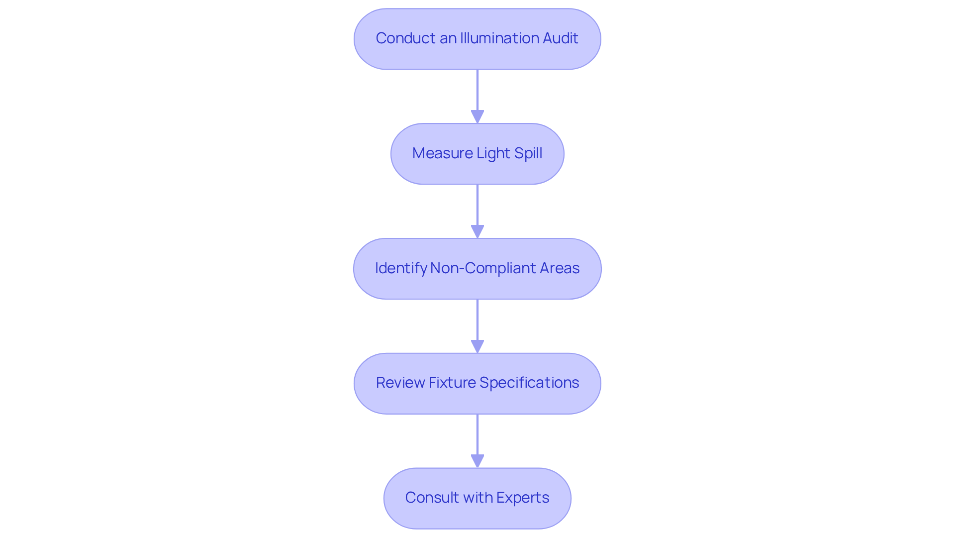 Each box represents a step in the assessment process. Follow the arrows to see how to evaluate your outdoor lighting systems effectively.