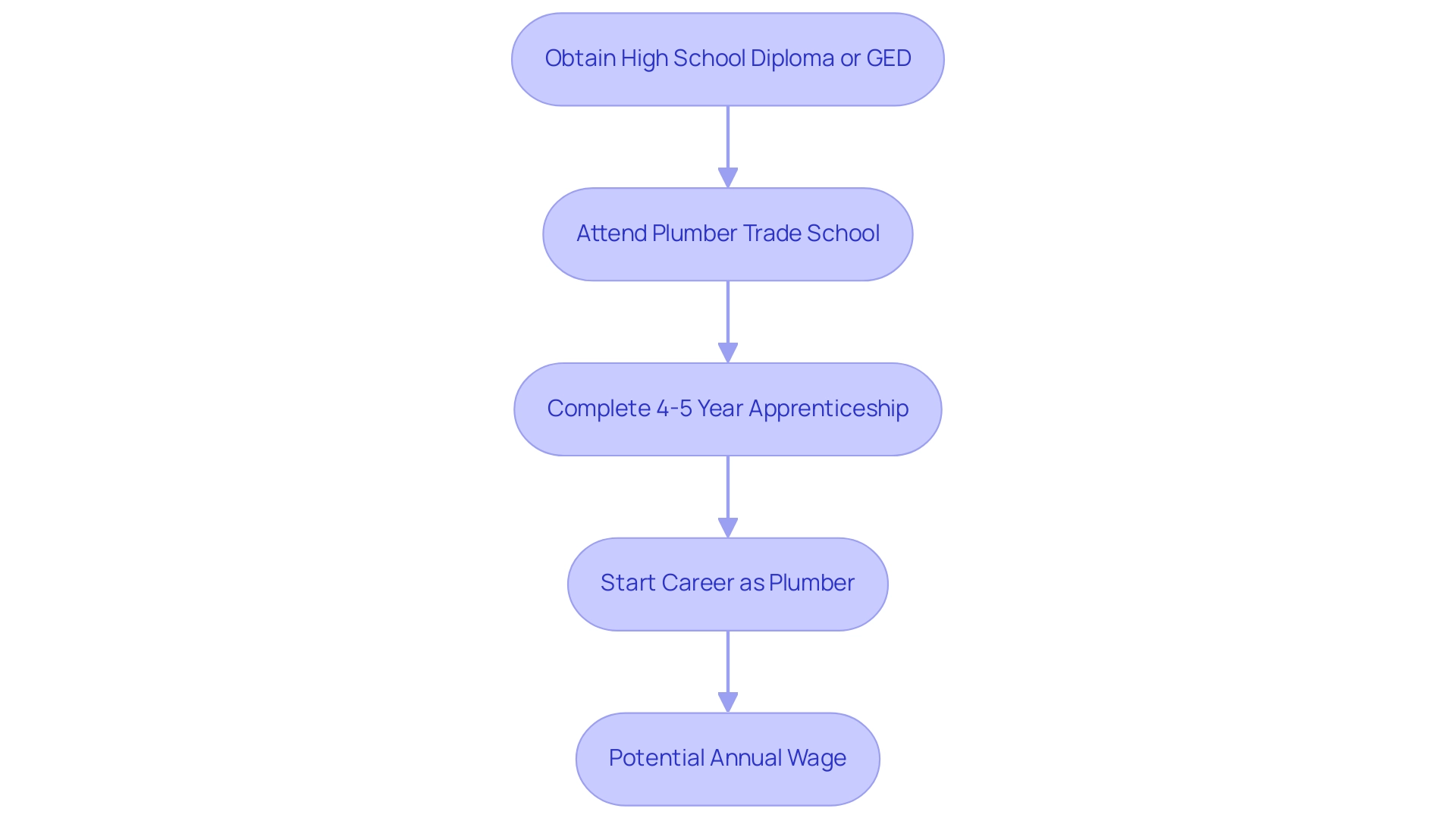 Blue boxes represent educational steps, green boxes indicate career outcomes.