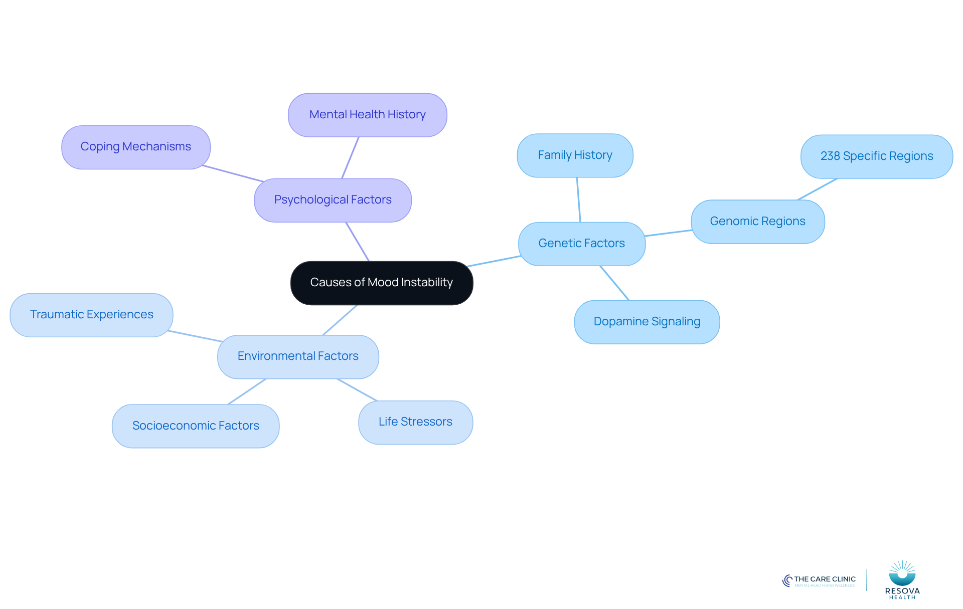 The central node represents the main topic, while the branches show different categories of causes. Each sub-branch provides specific details, helping you understand how these factors contribute to mood instability. The central node represents the main topic, while the branches show different categories of causes. Each sub-branch provides specific details, helping you understand how these factors contribute to mood instability.