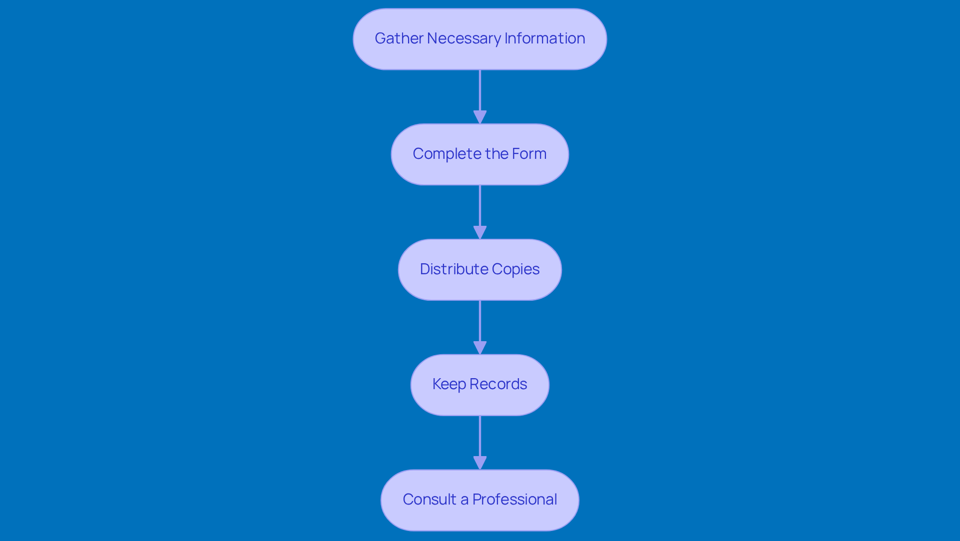Each box represents a step in the K-1 filing process. Follow the arrows to see the order in which you should complete each task for a smooth filing experience.
