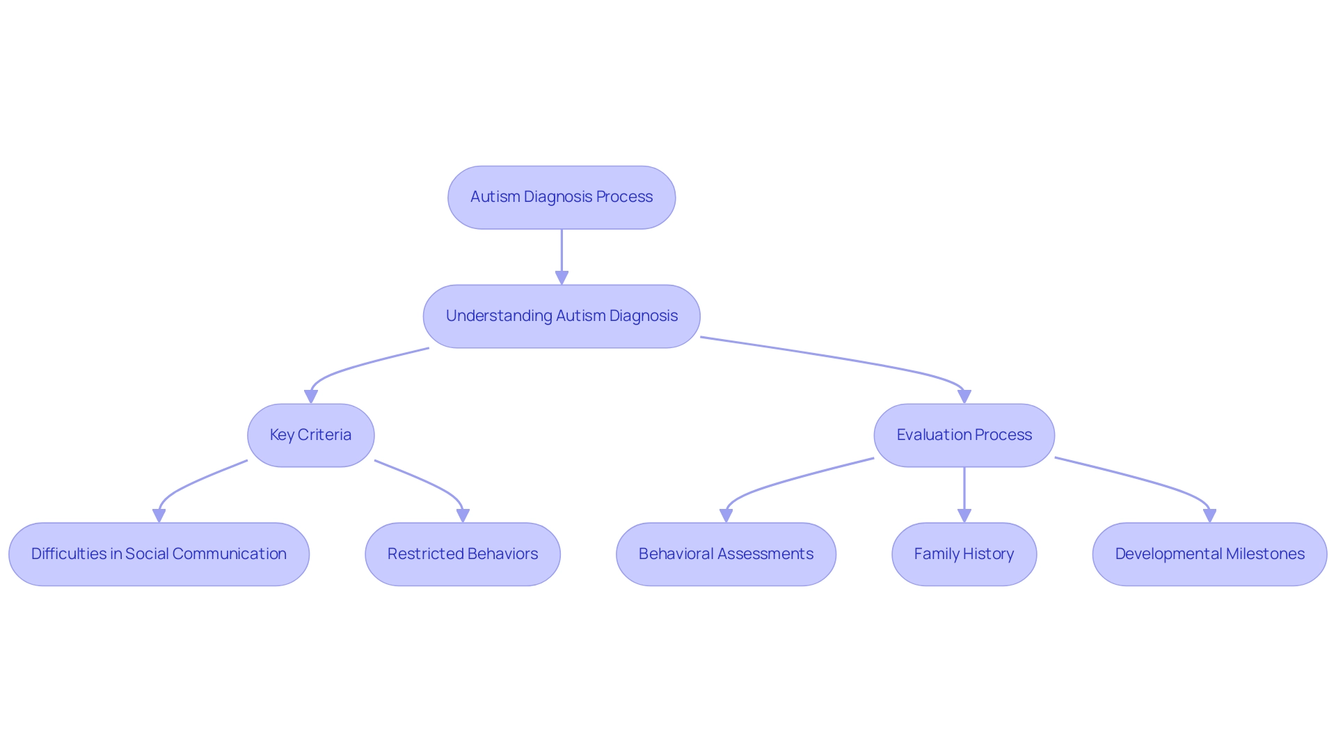 The blue boxes represent key diagnostic criteria, and the green boxes represent steps in the evaluation process.