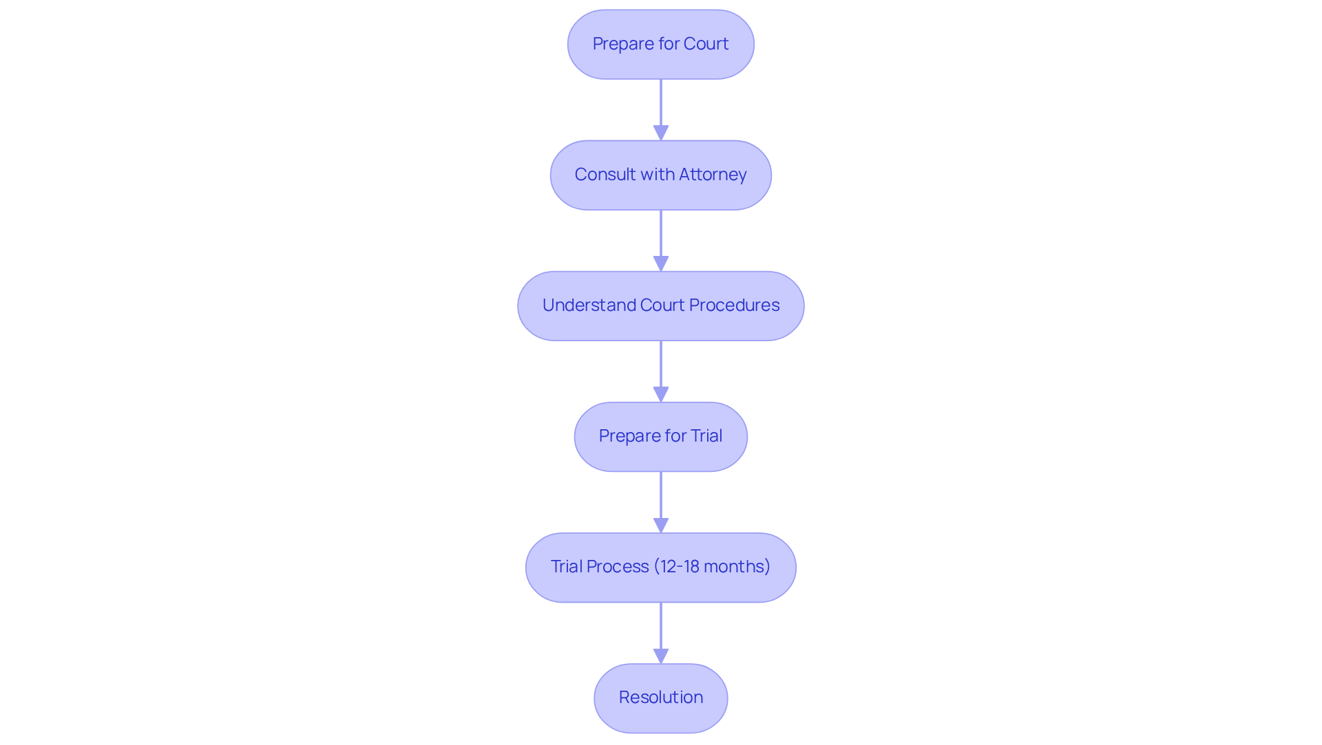 Follow the arrows to see how each step leads to the next in preparing for court. Each box represents a crucial part of the process, emphasizing the attorney's role in guiding you through.