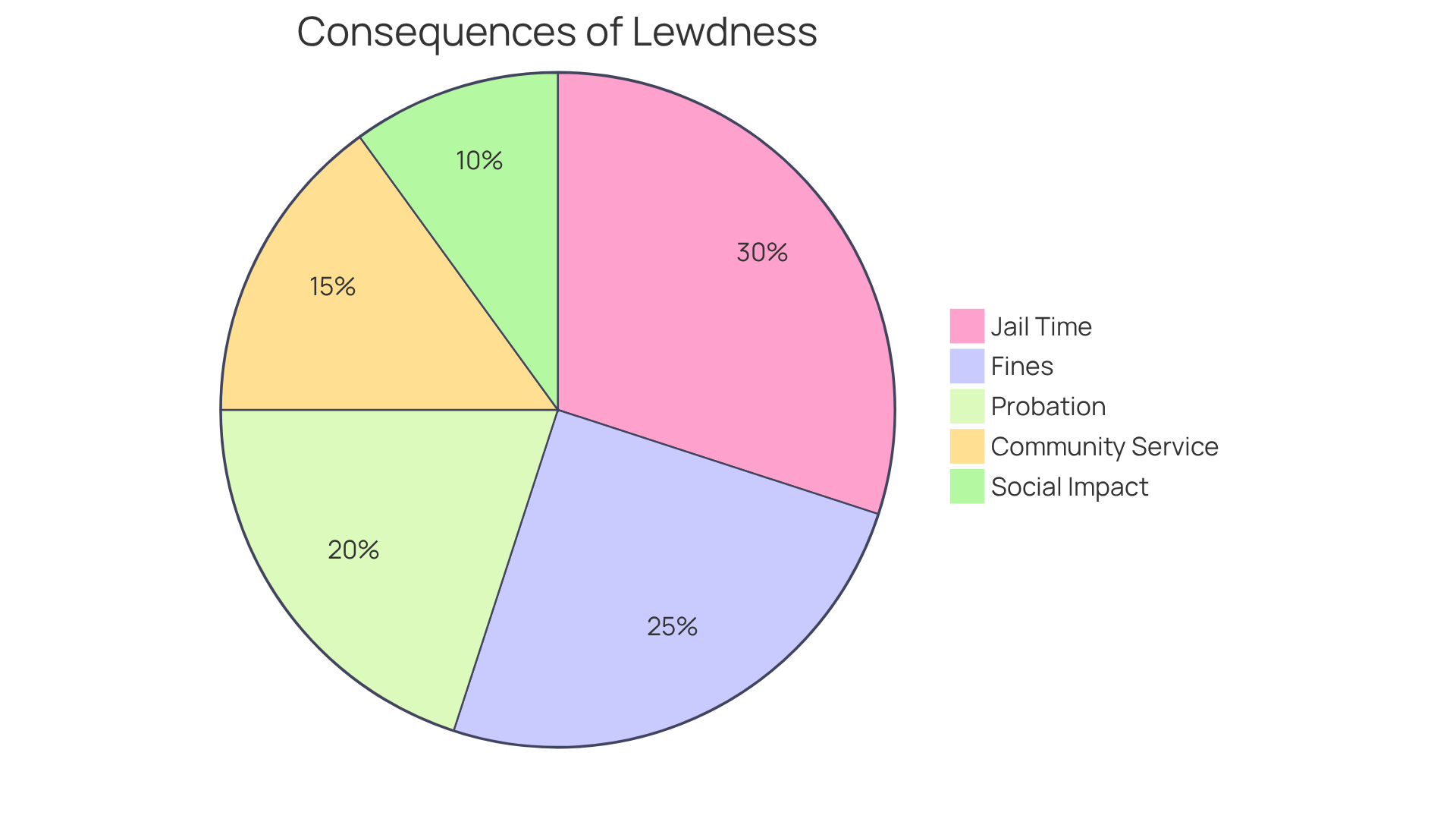 Each slice of the pie shows a different consequence of being accused of lewdness. The bigger the slice, the more common or severe that consequence is. The 'Social Impact' slice highlights the broader effects on reputation and relationships.