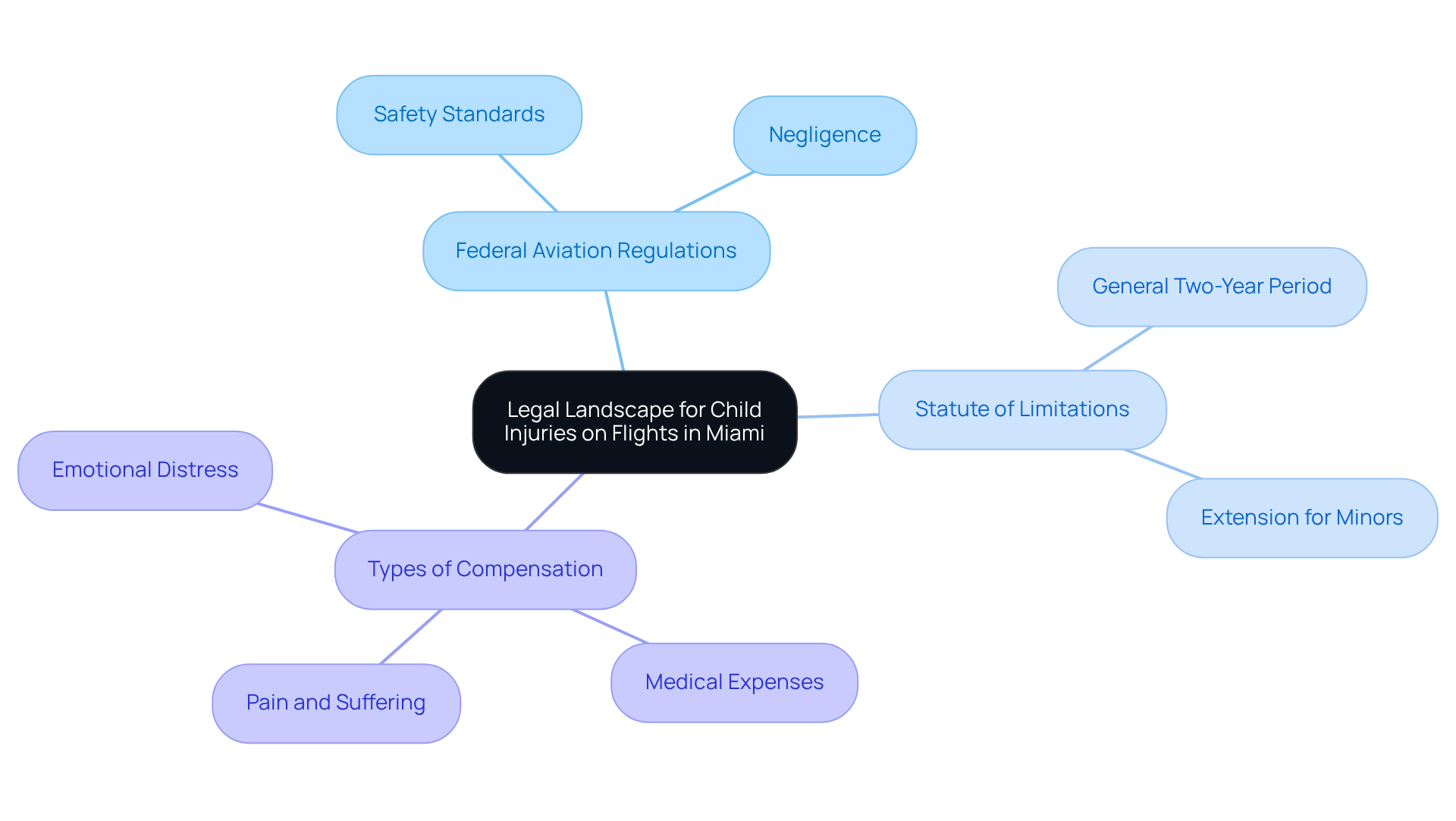 The central node represents the overall legal landscape, while the branches show key areas of focus. Each sub-branch provides specific details related to that area, helping you understand the complexities involved.