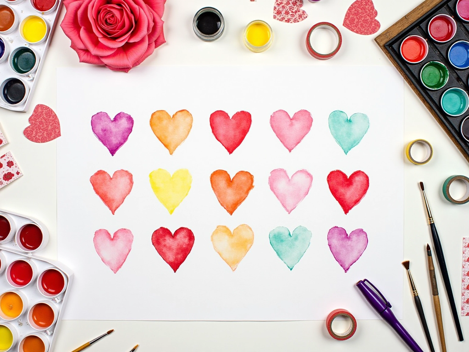 Valentine's Day Watercolor Hearts Crafting Valentine's Day Watercolor Hearts Crafting