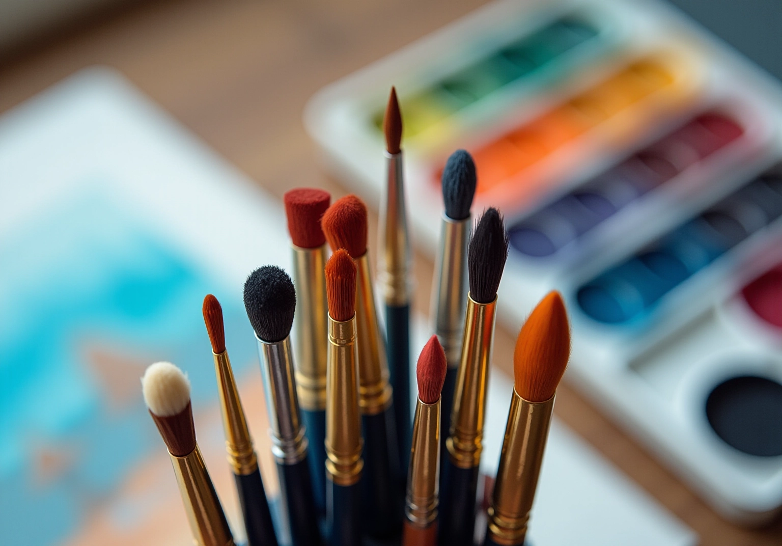 Variety of Watercolor Brushes Variety of Watercolor Brushes