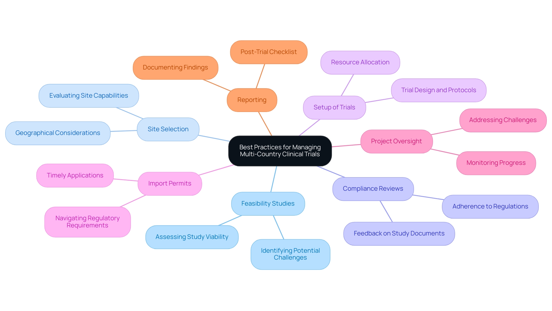 Each branch represents a specific best practice, with colors indicating categories of practices, facilitating easy identification and understanding.