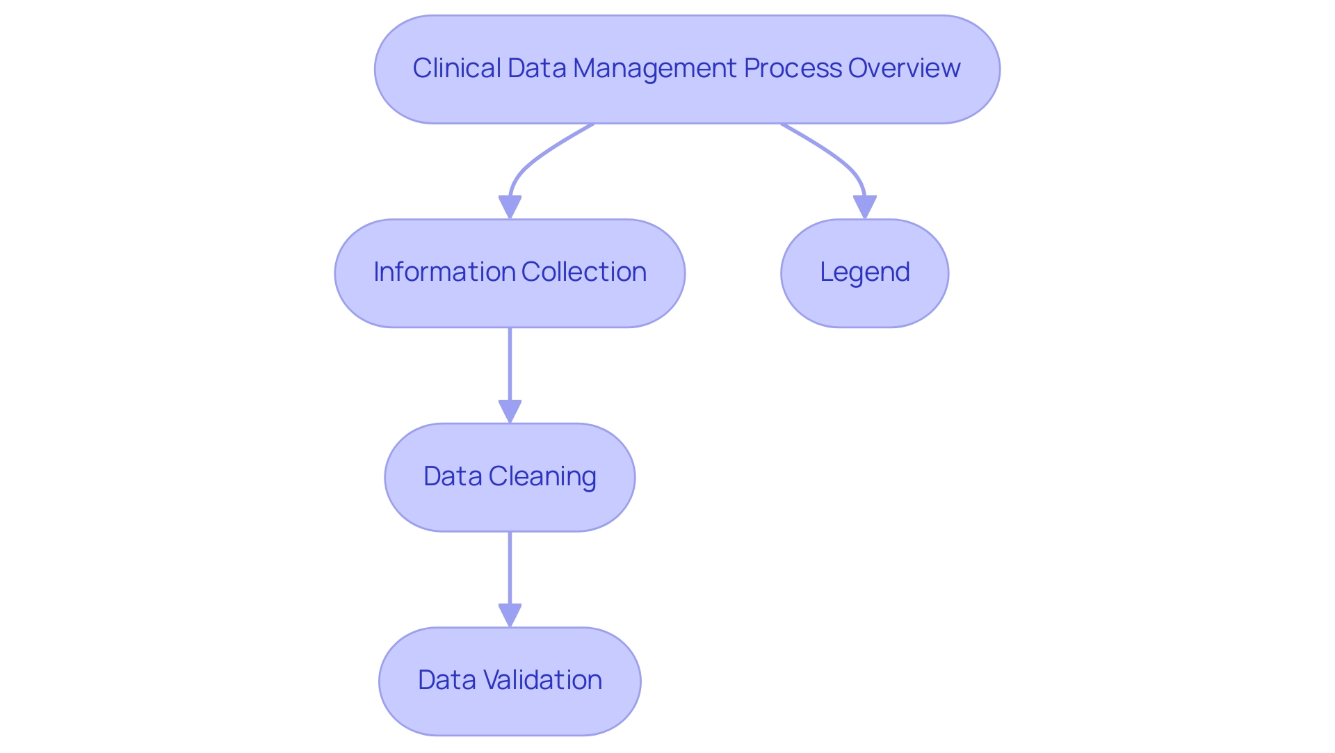 Each box represents a step in the clinical data management process, with arrows indicating the sequential flow from information collection to validation.